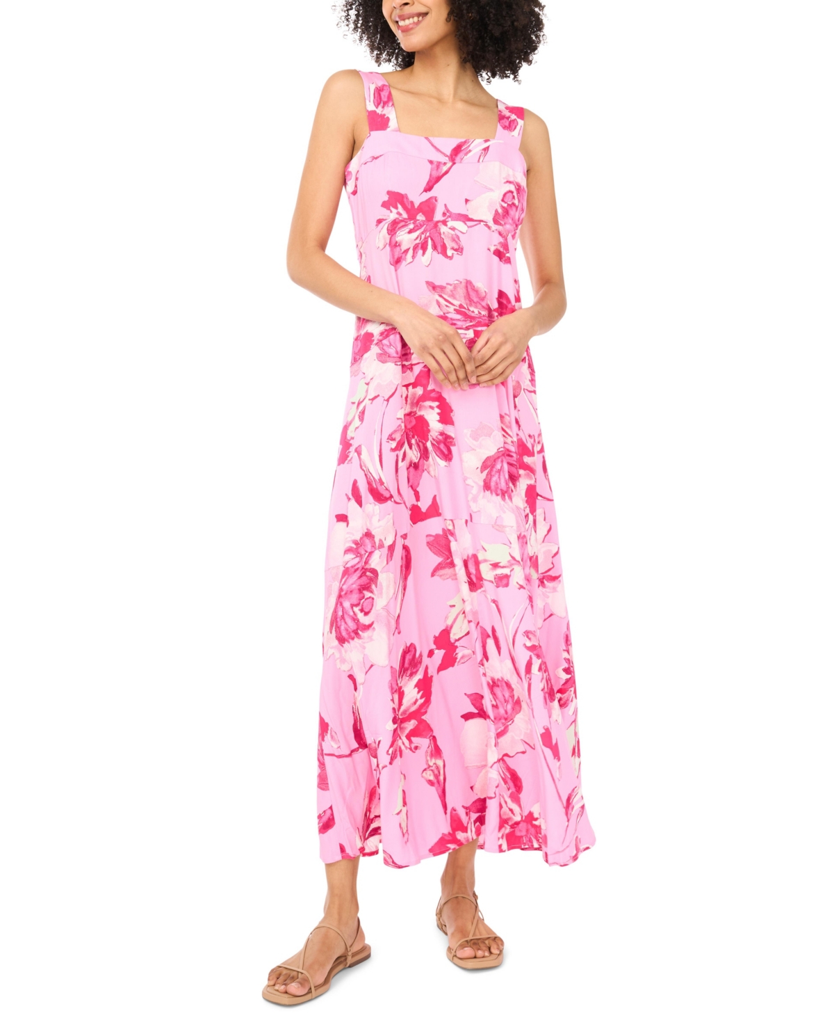 Click here for Vince Camuto Womens Floral Square-Neck Smocked-Bac... prices