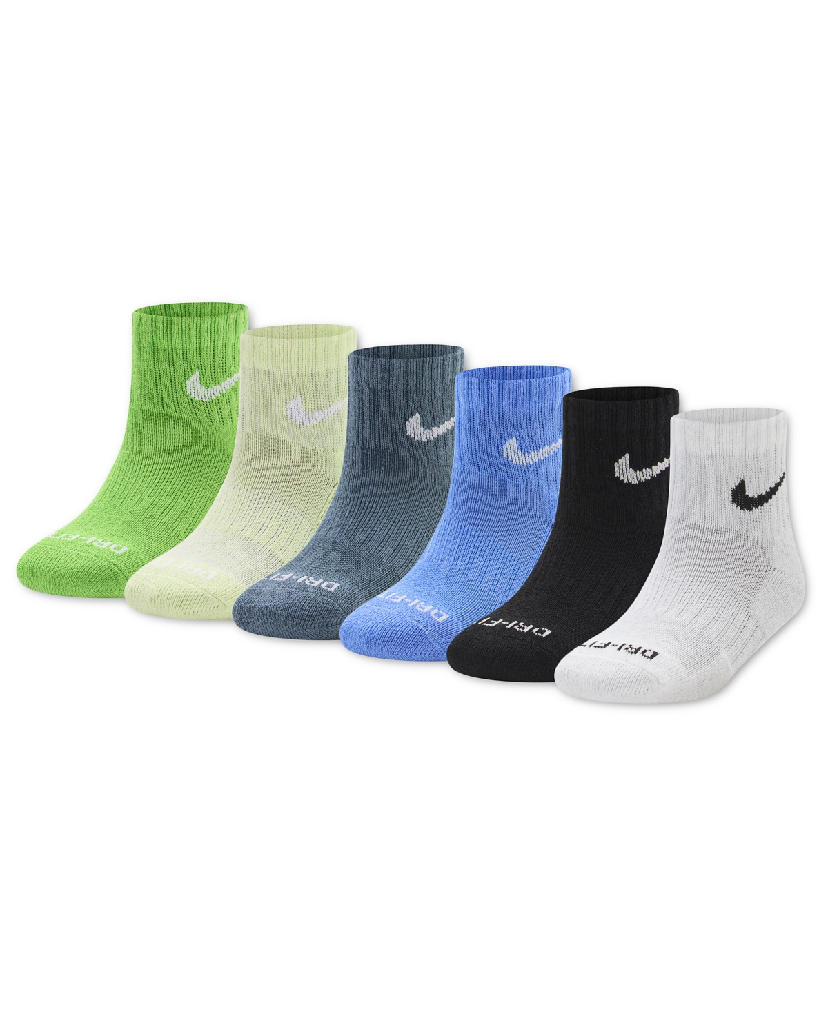 Click here for Nike Little Kids 6-Pk. Ankle Socks - Green/Gray/Bl... prices