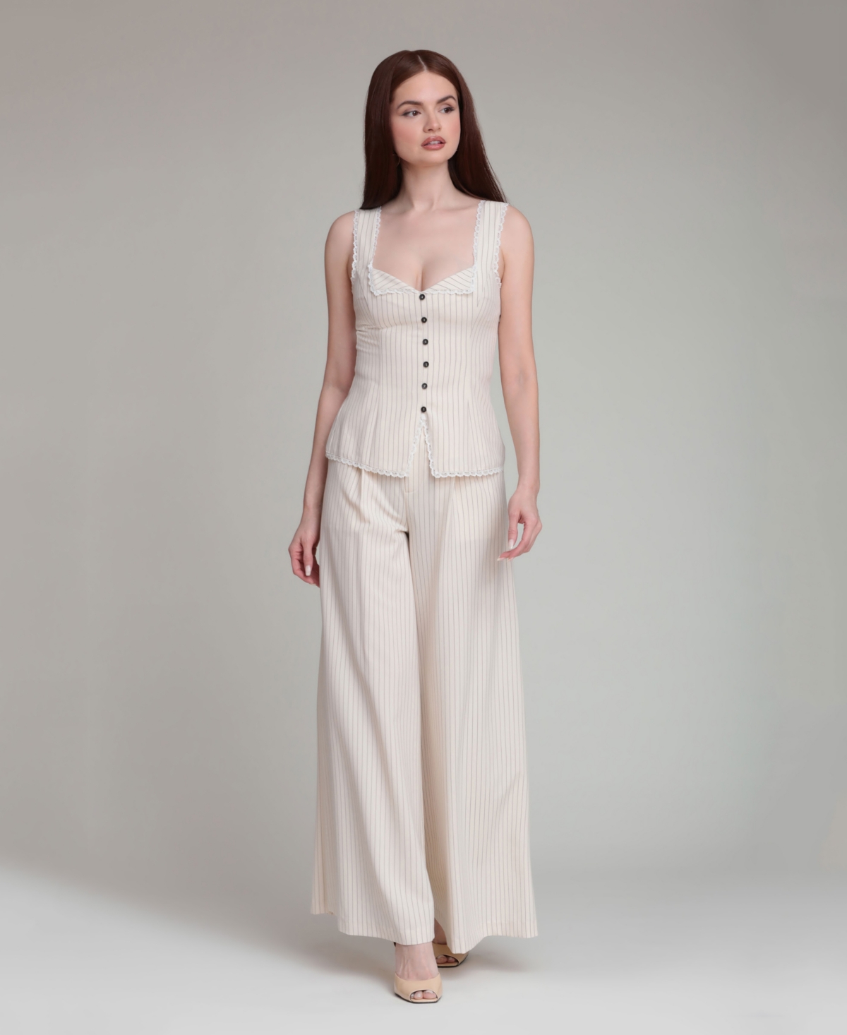 Click here for Avec Les Filles Womens Mid Rise Wide Leg Trousers... prices