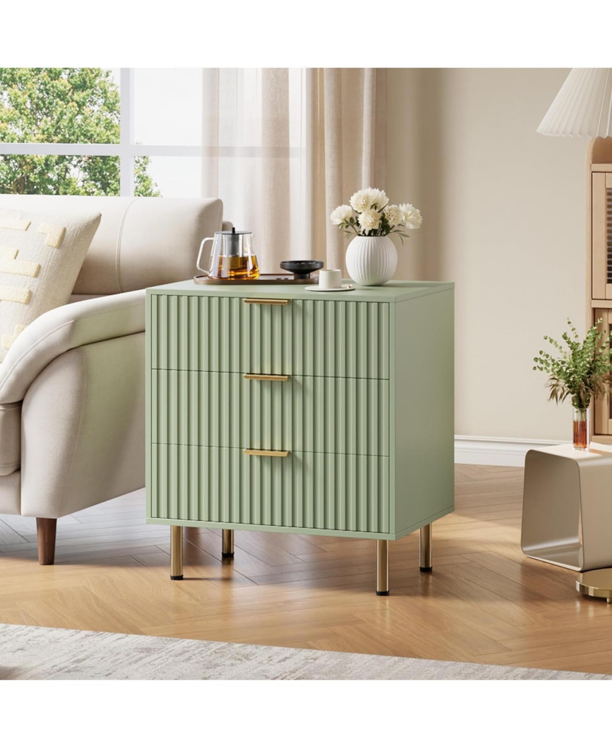 Click here for gaomon Fluted 3 Drawer Dresser for Bedroom  Modern... prices