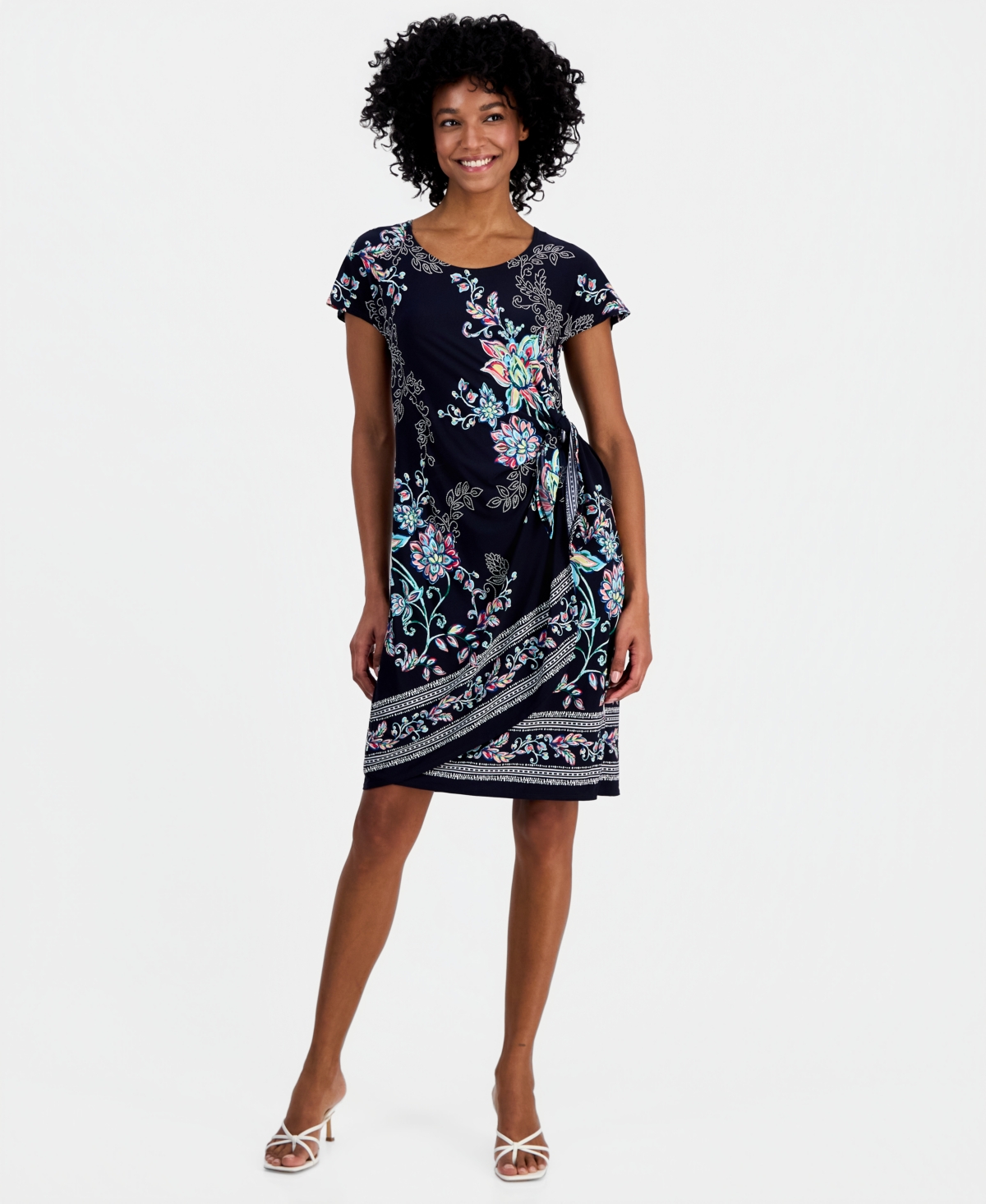 Click here for Robbie Bee Womens Mini Sarong Dress - Navy prices