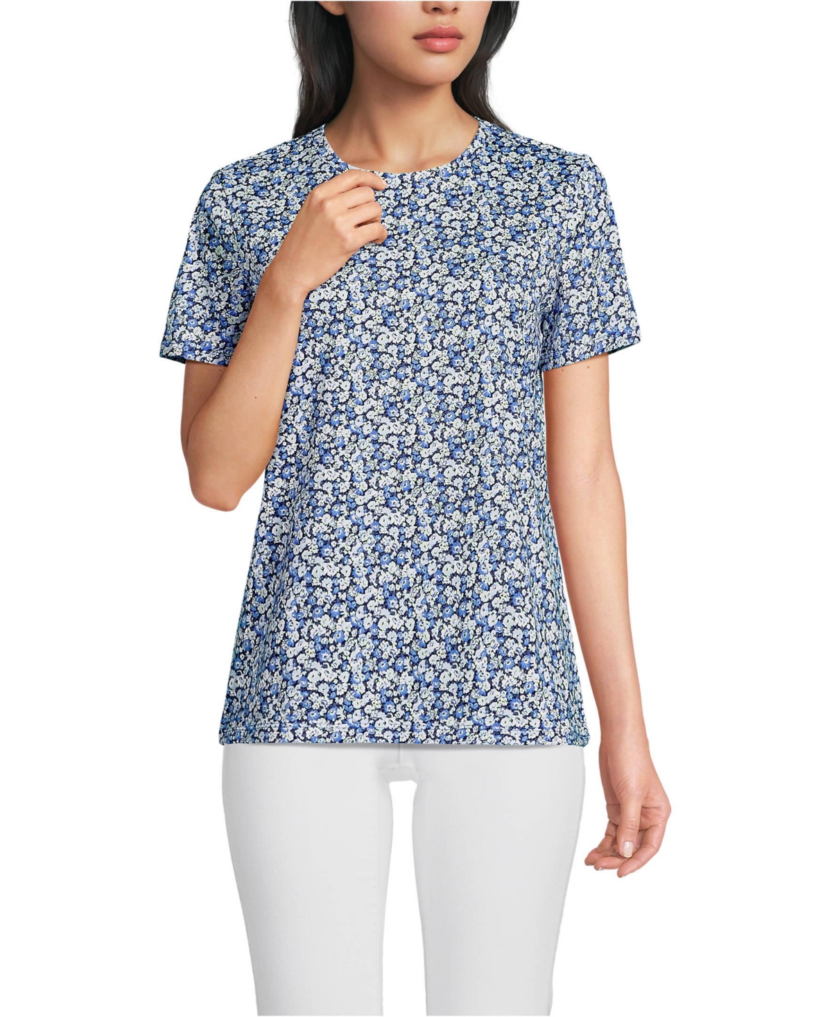 Click here for Lands End Womens Supima Cotton Crewneck T-Shirt -... prices