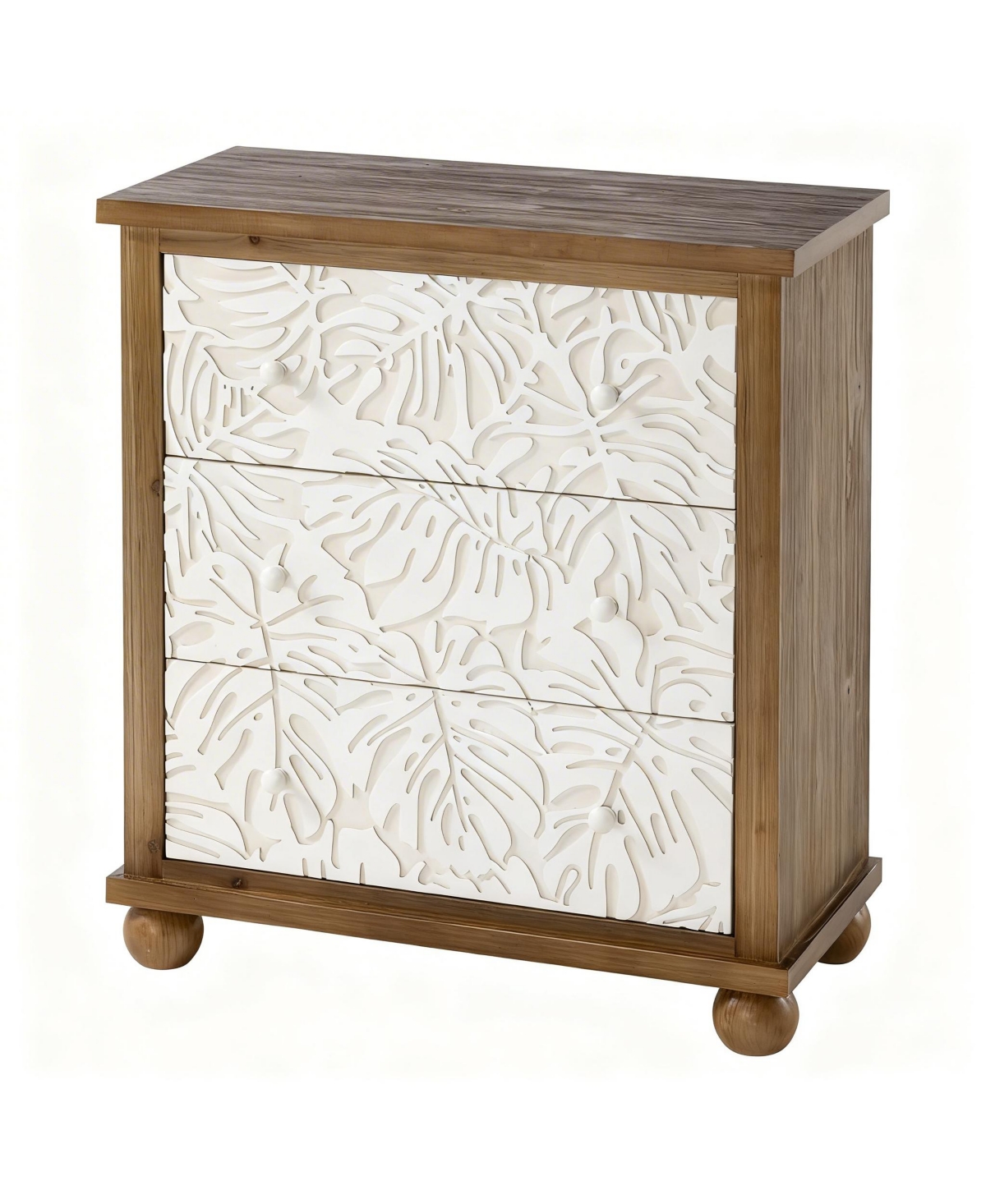 Click here for Yigii Rustic 3-Drawer Nightstand with Leaf Carving... prices