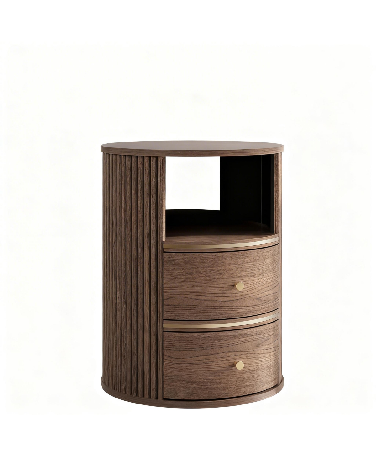 Click here for Yigii Mid-Century Walnut Fluted End Table with 2 D... prices