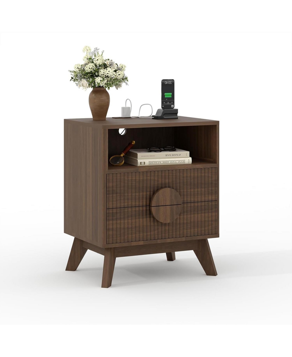 Click here for gaomon Fluted Night Stand Wood Tall Nightstands wi... prices