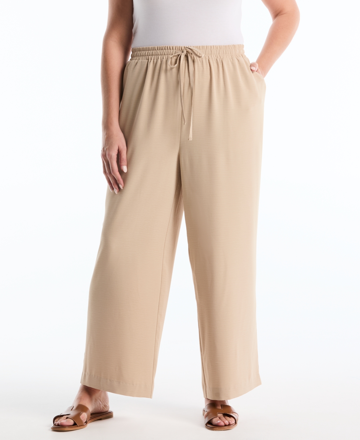 Click here for Rafaella Plus Size Drawstring Wide-Leg Pants - Hum... prices