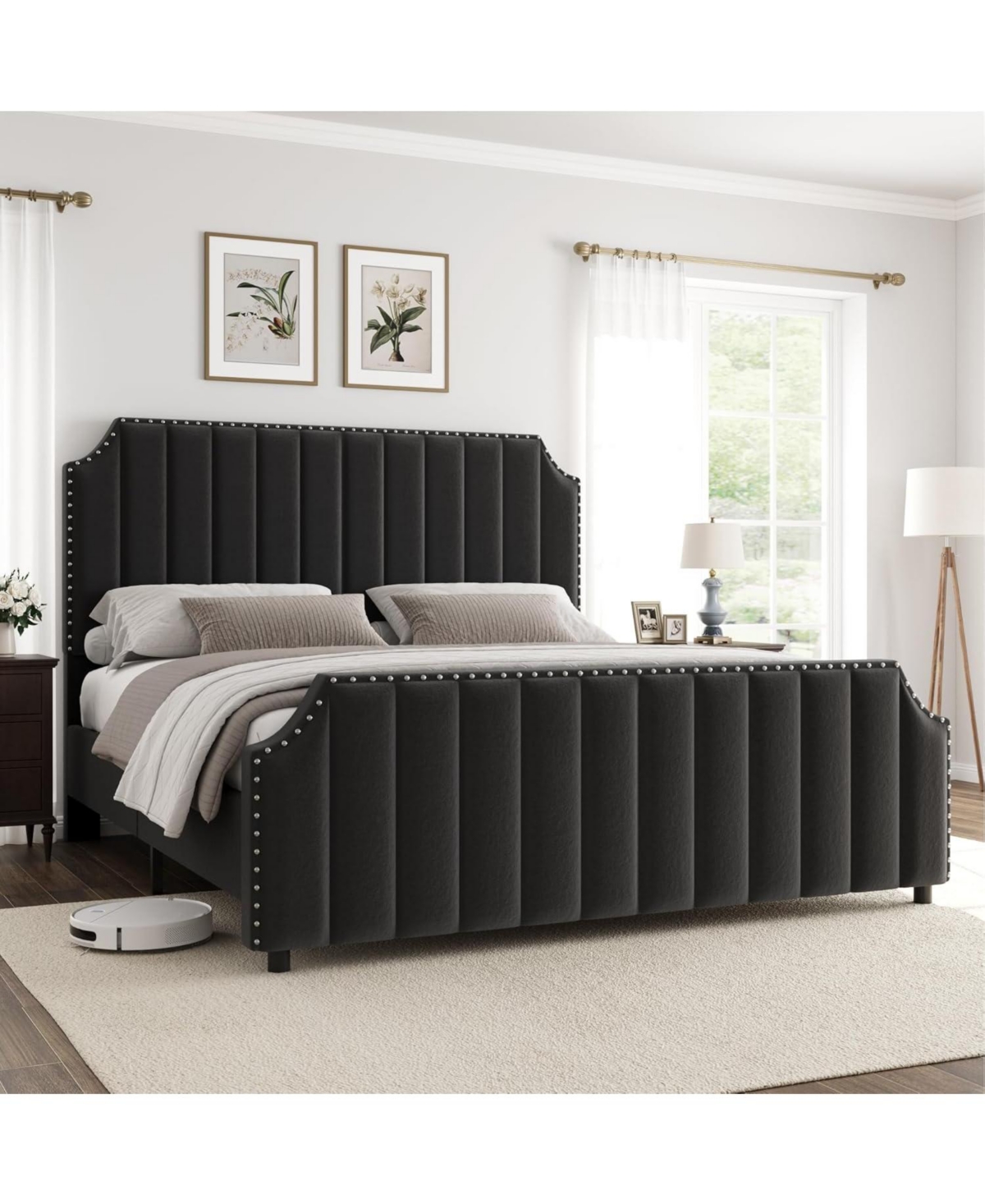 Click here for Gaomon Platform Bed Frame Headboard  Velvet Uphols... prices