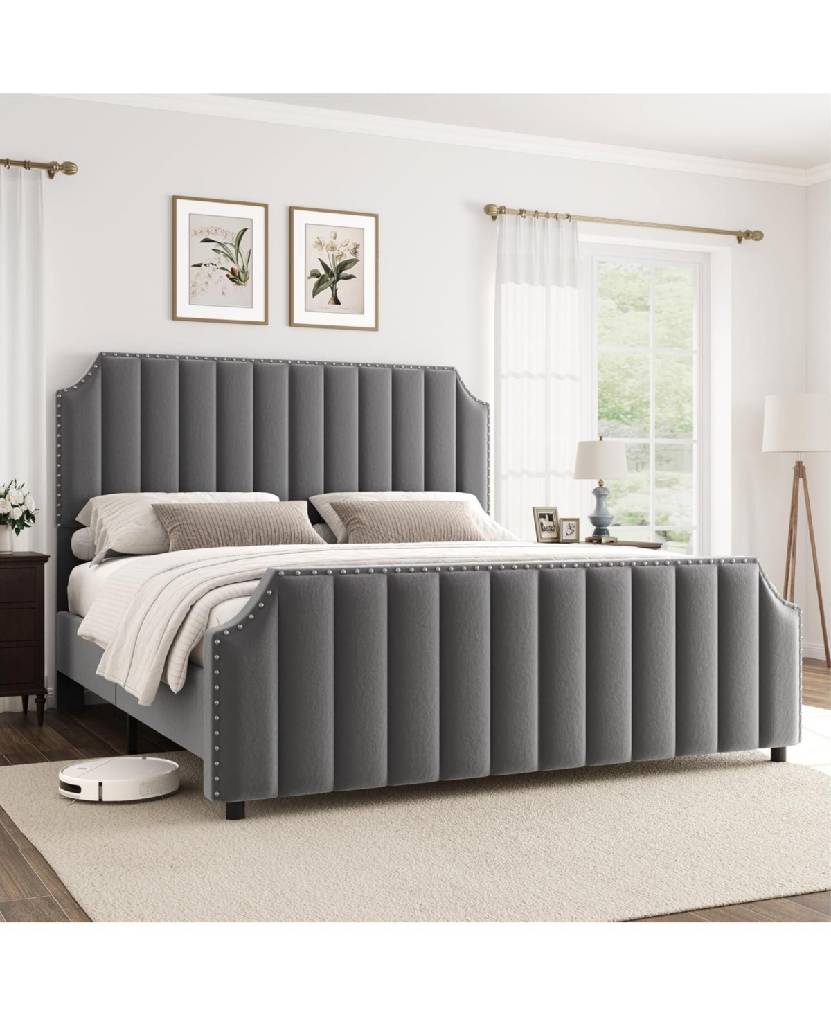 Click here for Gaomon Platform Bed Frame Headboard  Velvet Uphols... prices