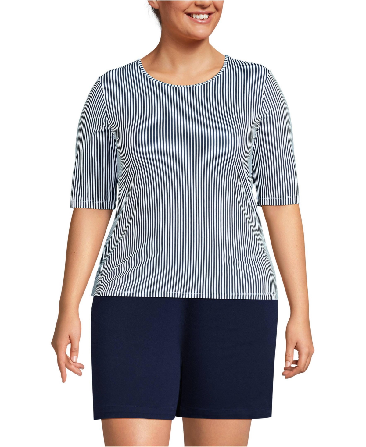 Click here for Lands End Womens Plus Size Elbow Sleeve Crewneck G... prices