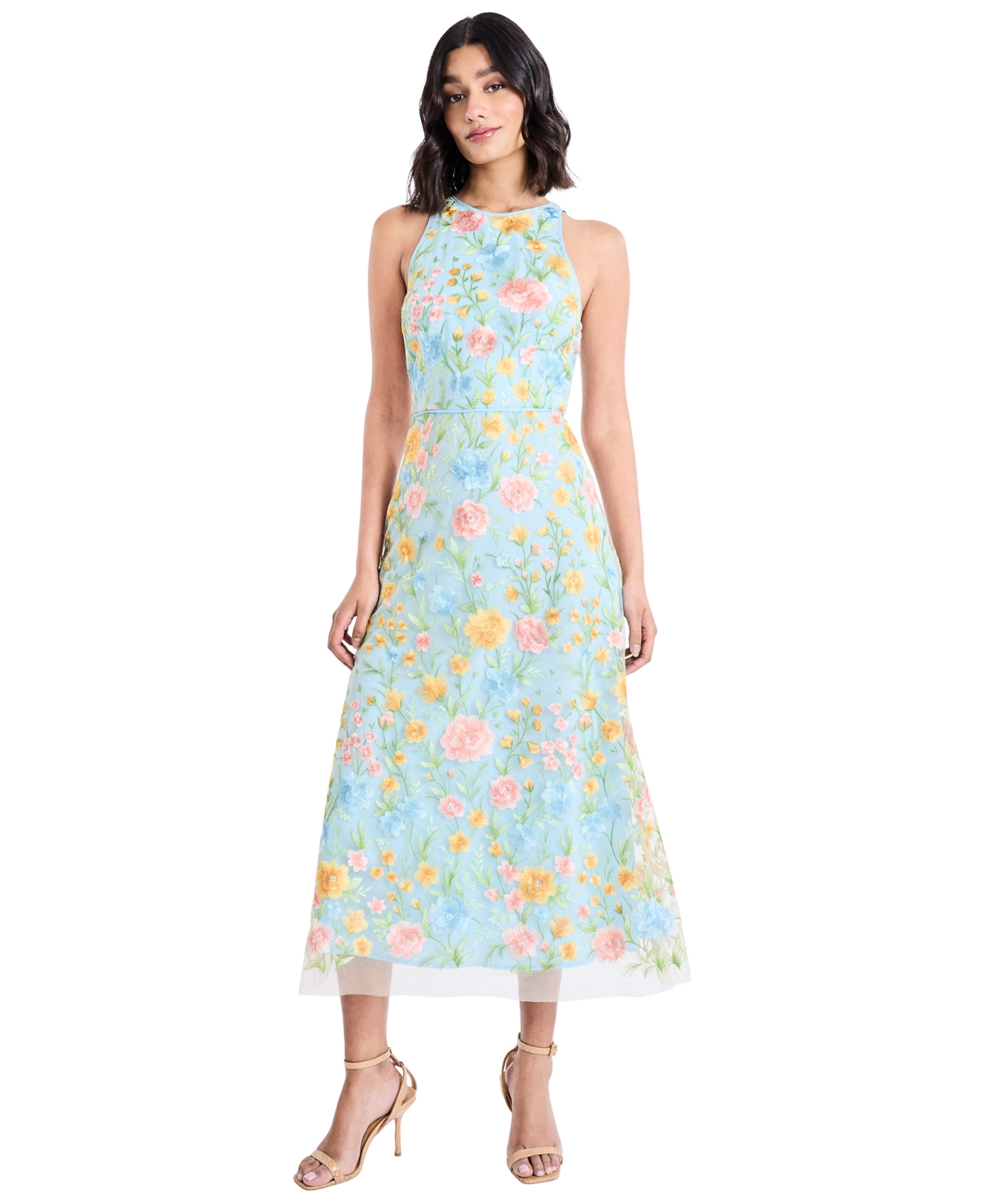 Click here for Maggy London Womens Halter Neck Midi Dress - Yello... prices