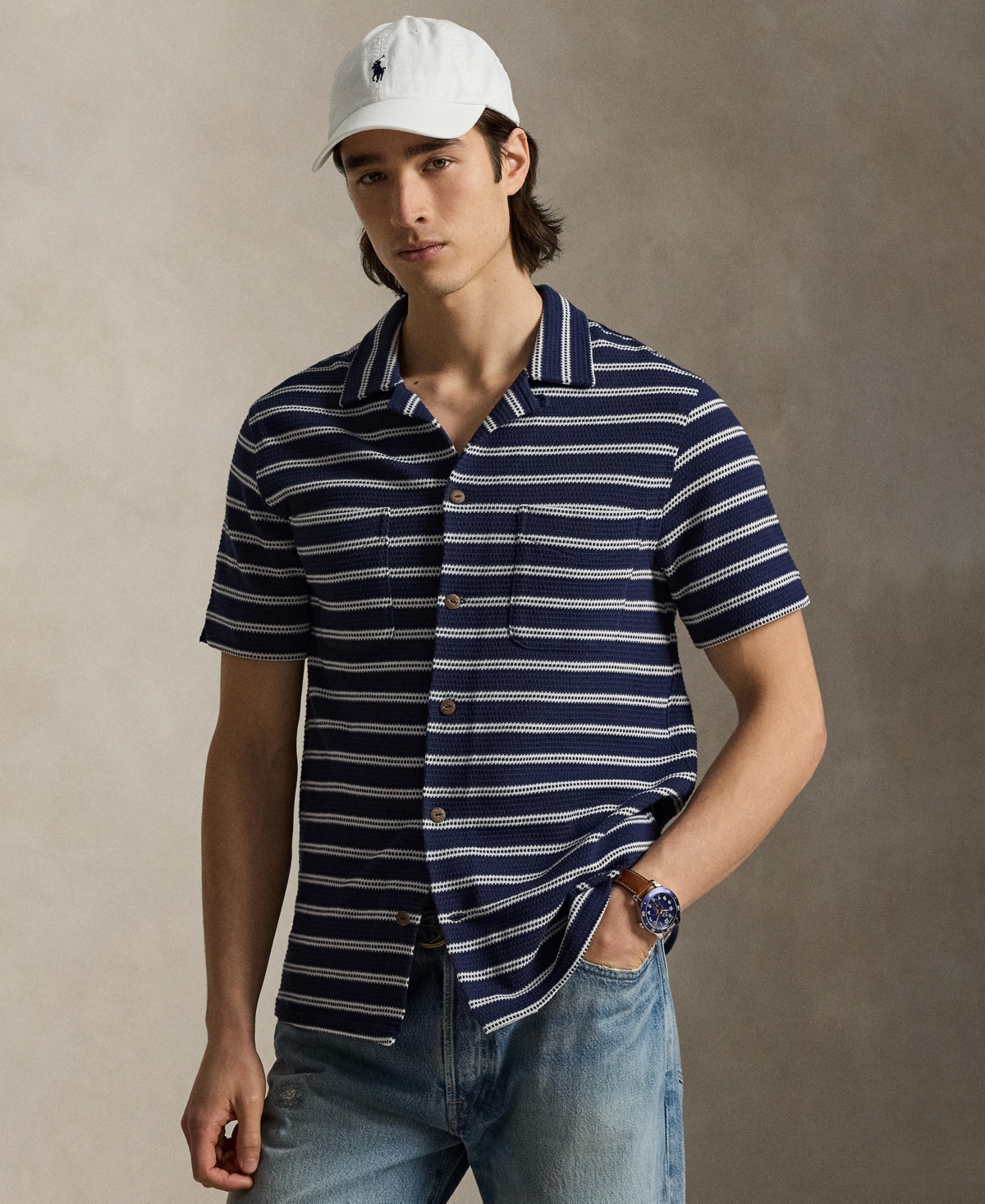 Click here for Polo Ralph Lauren Mens Striped Camp Collar Shirt -... prices