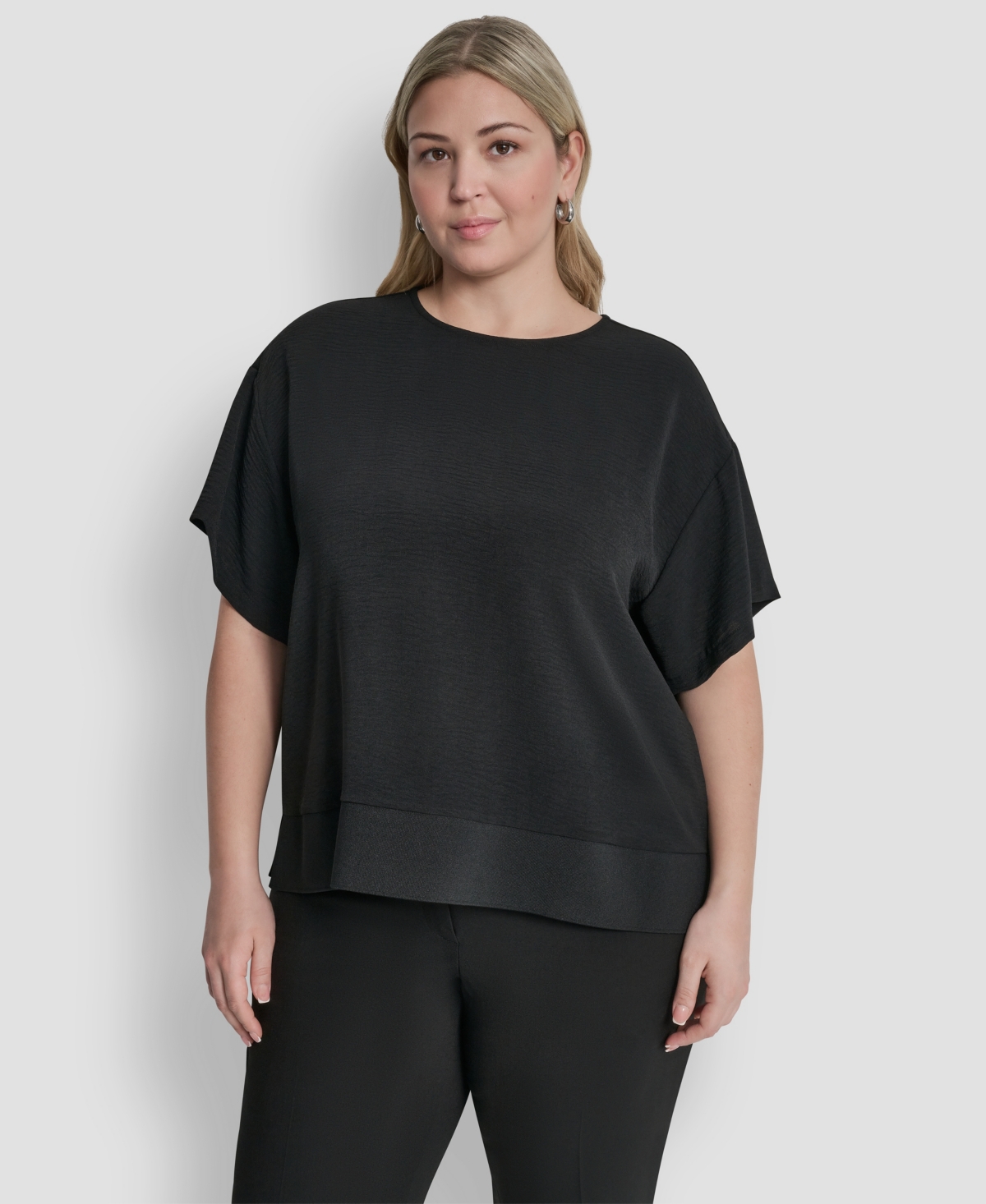 Click here for Dkny Plus Size Crew Neck Short-Sleeve Top - Black prices