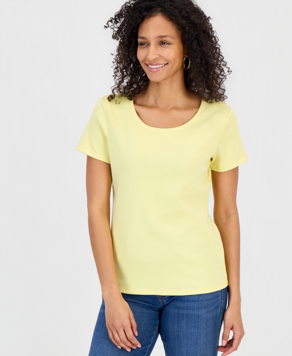 Click here for Style & Co Womens Cotton Short-Sleeve Scoop-Neck T... prices