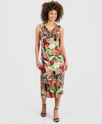 Click here for Kasper Womens Printed Sleeveless Cowl Neck Top Mid... prices