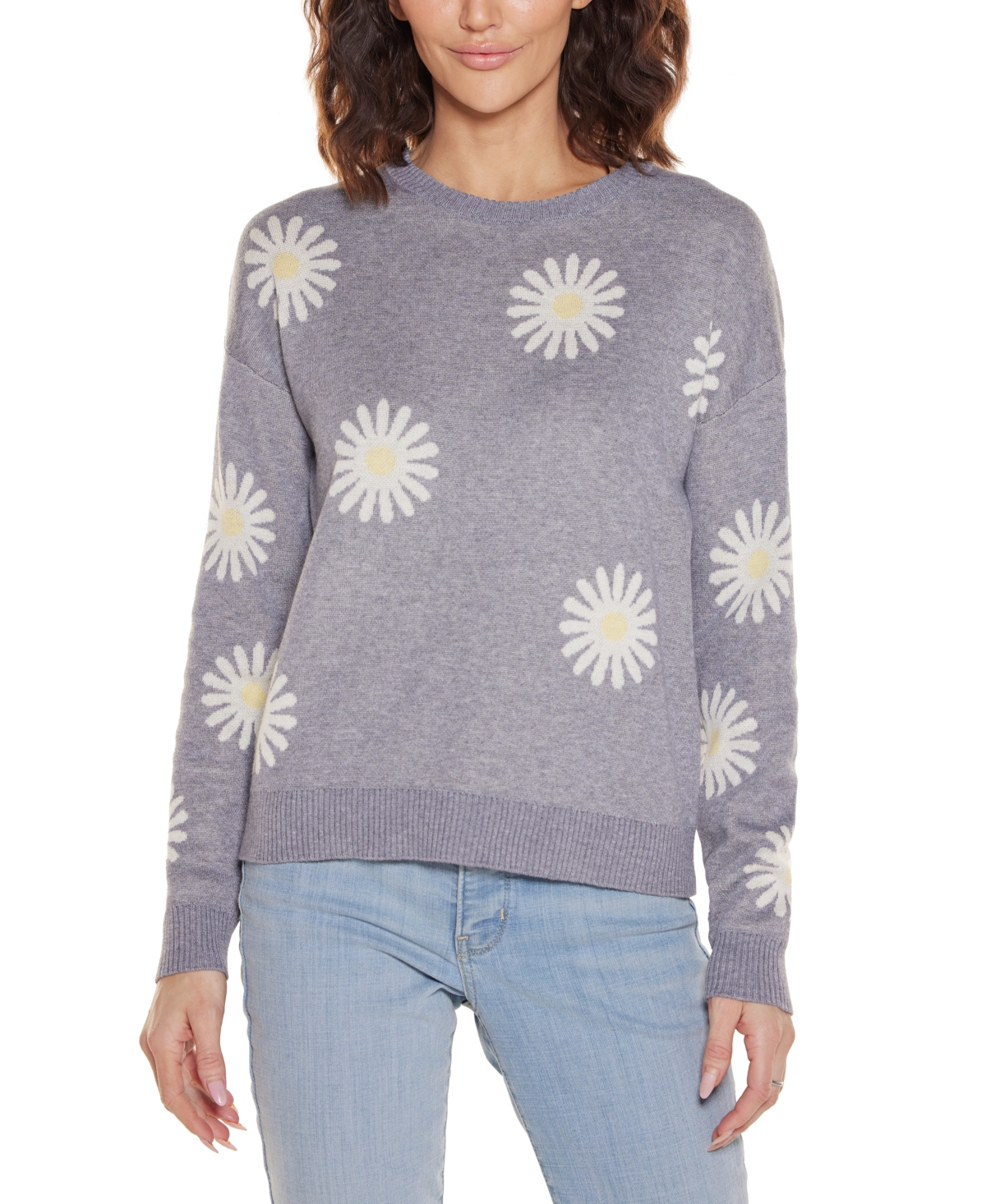 Click here for Belldini Womens Jacquard Flower Crew Neck Sweater... prices
