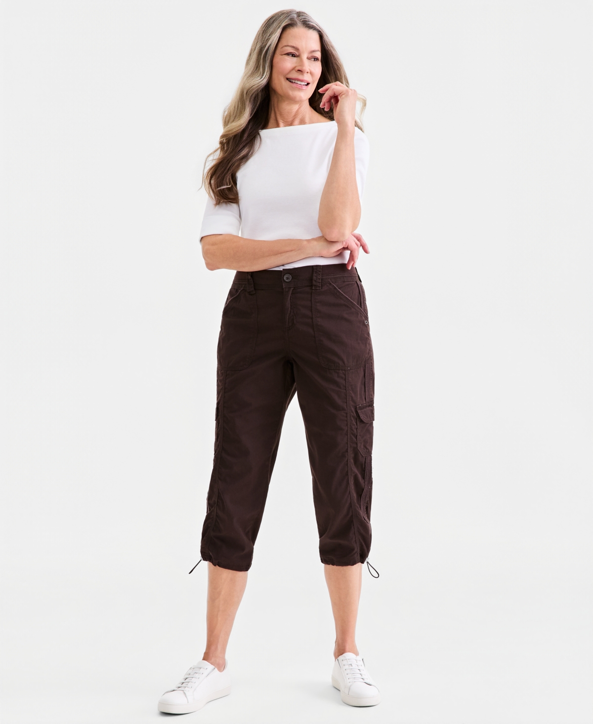 Click here for Style & Co Womens Mid-Rise Cargo Capri Pants  Excl... prices