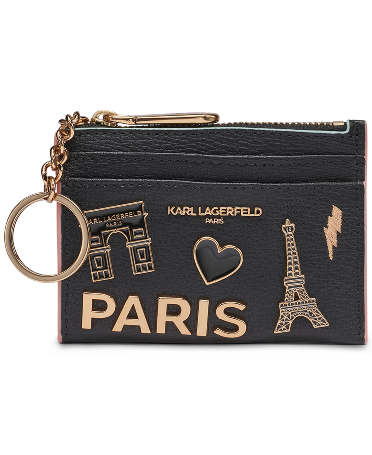 Click here for Karl Lagerfeld Paris Key Ring Card Case - Black/Si... prices