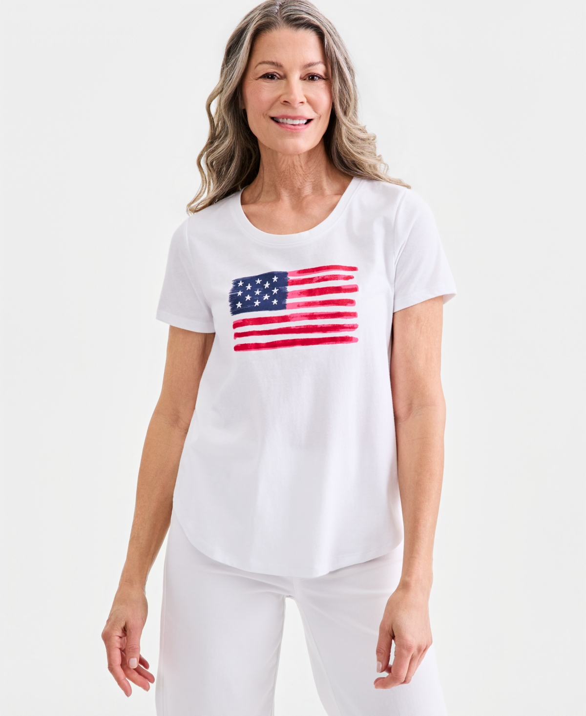 Click here for Style & Co Womens Americana Graphic Short-Sleeve C... prices