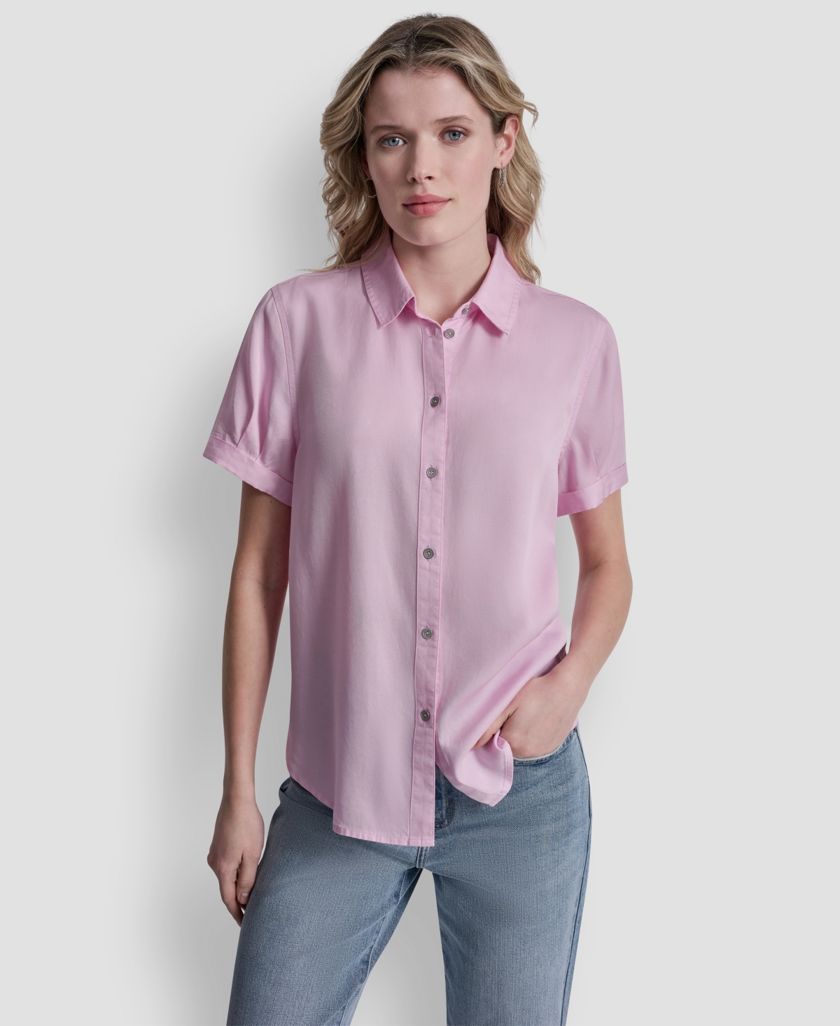 Click here for Dkny Jeans Womens Print Rolled Short-Sleeve Shirt... prices