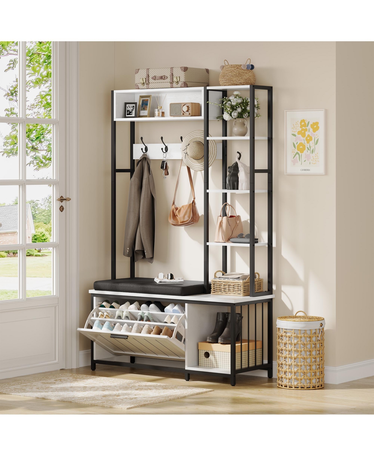 Click here for Rainsken Hall Tree Coat Rack - Flip-top Shoe Cabin... prices