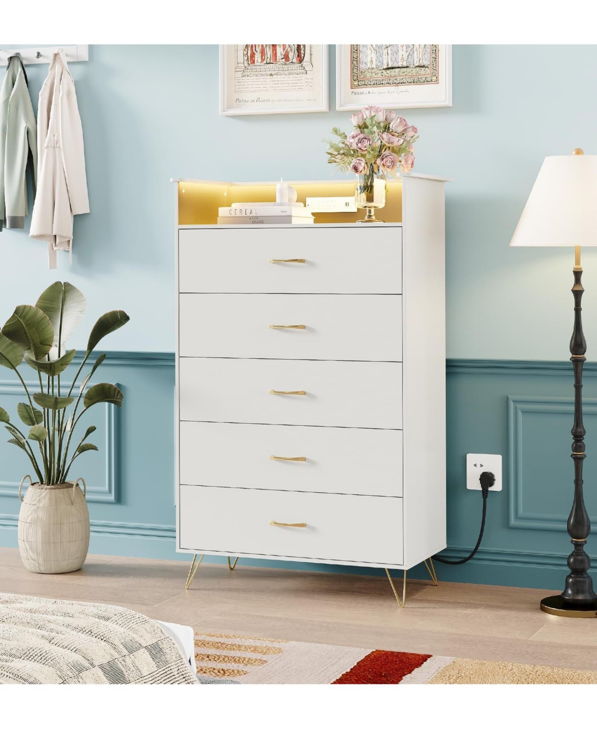 Click here for gaomon Modern 5-Drawer Tall Dresser for Bedroom  W... prices