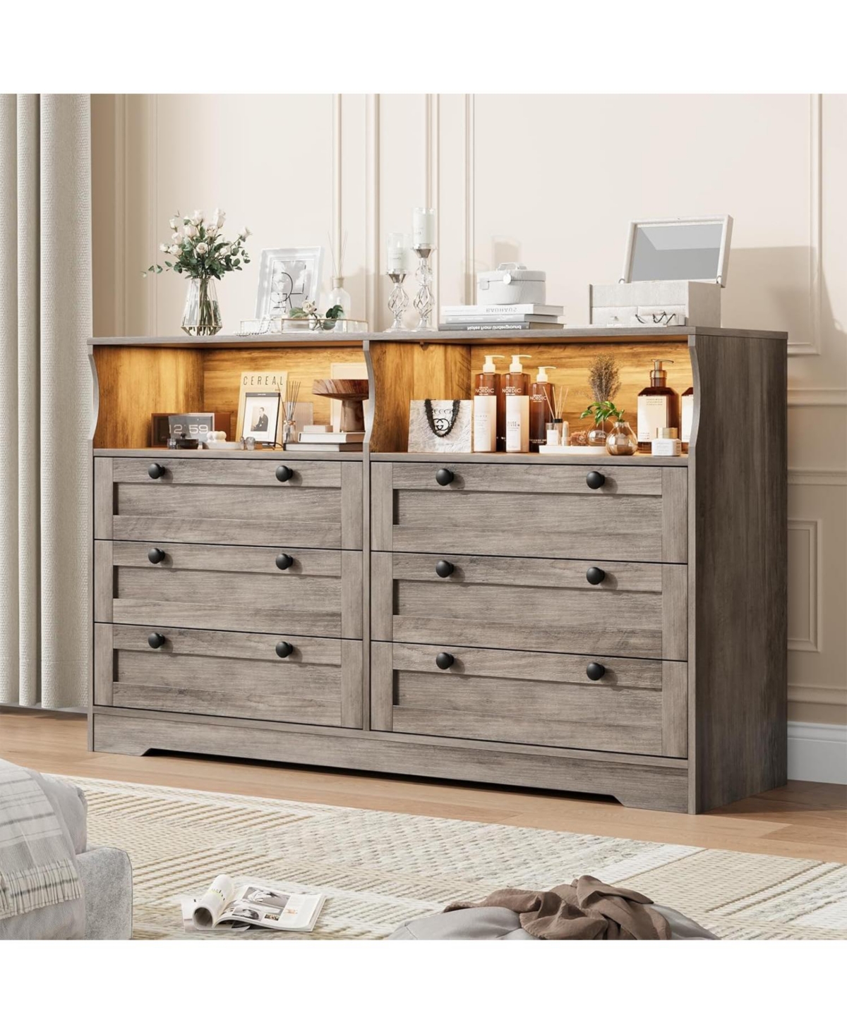 Click here for gaomon Wood Dressers for Bedroom with 6 Drawer  Wo... prices