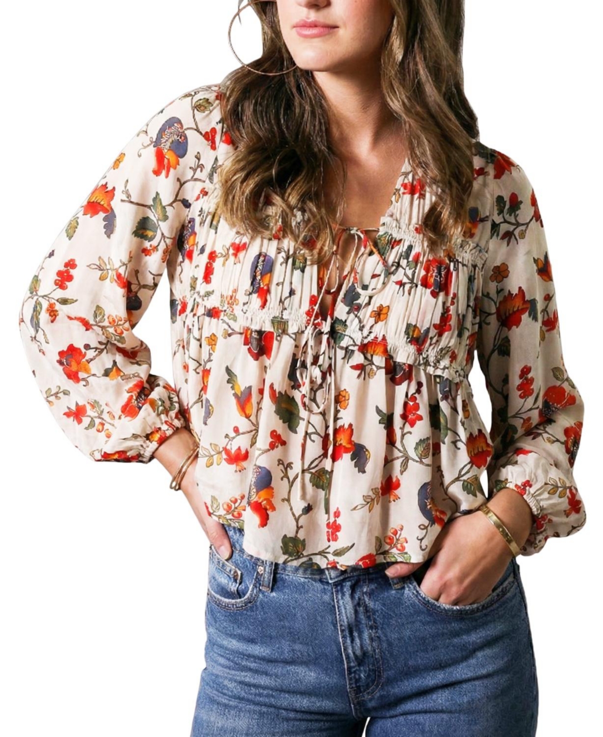 Click here for West Of Womens Aurelie Top - Lucia floral prices