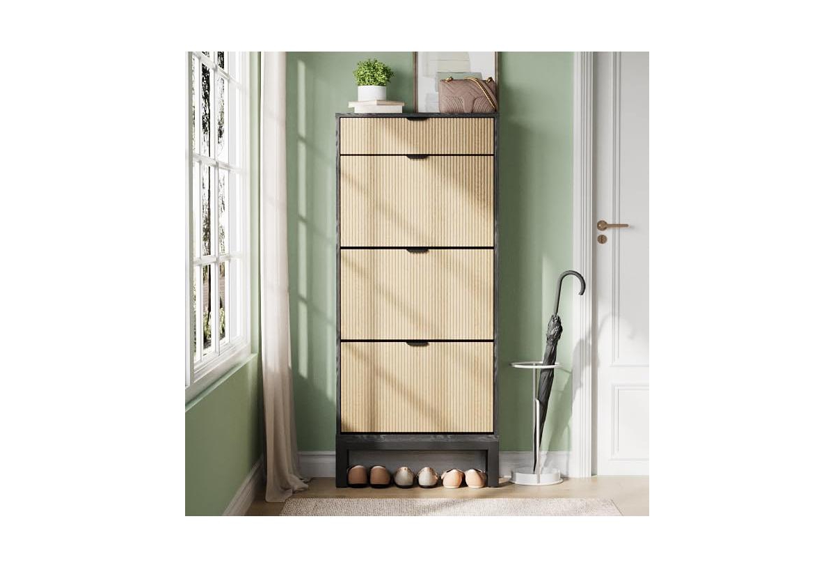 Click here for gaomon Freestanding Fluted Entryway Shoe Cabinet -... prices