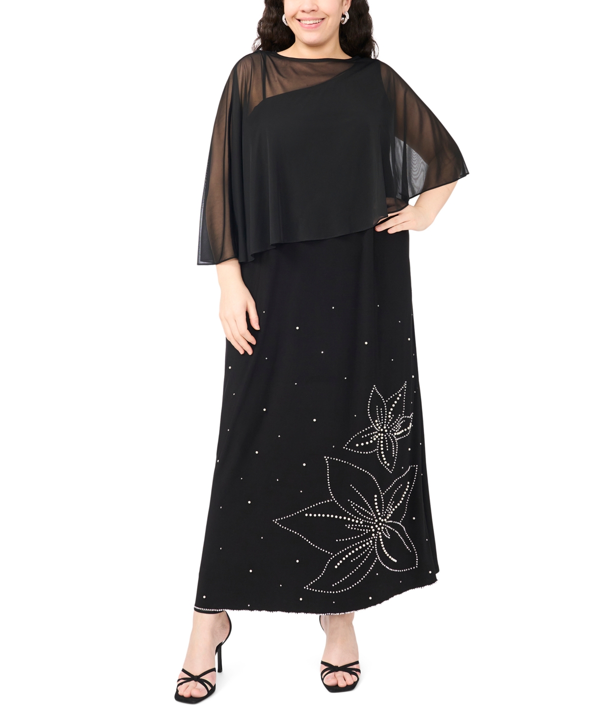 Click here for Msk Plus Size Asymmetrical Combo Cape Dress - Rich... prices