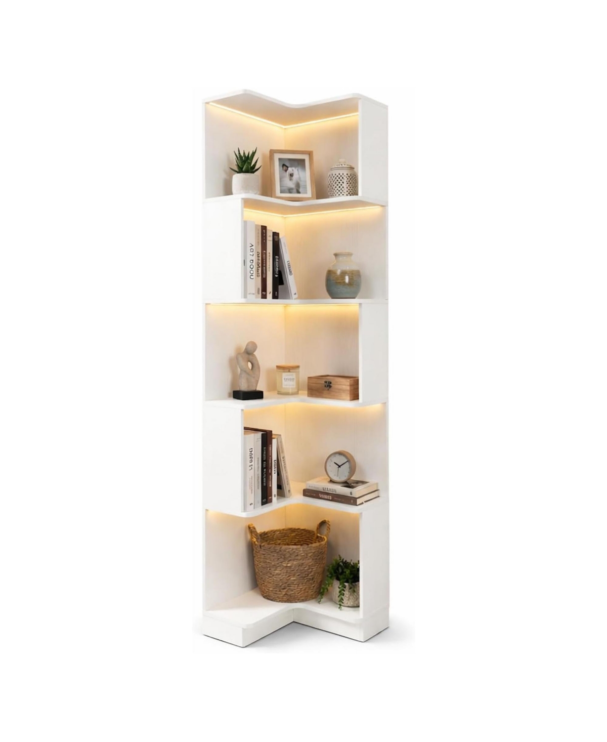Click here for Rainsken 5 Tier Corner Bookshelf - L Shaped Open D... prices