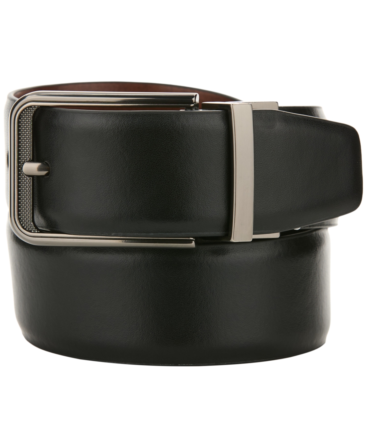Click here for Perry Ellis Portfolio Mens Leather Belt - Black/Br... prices
