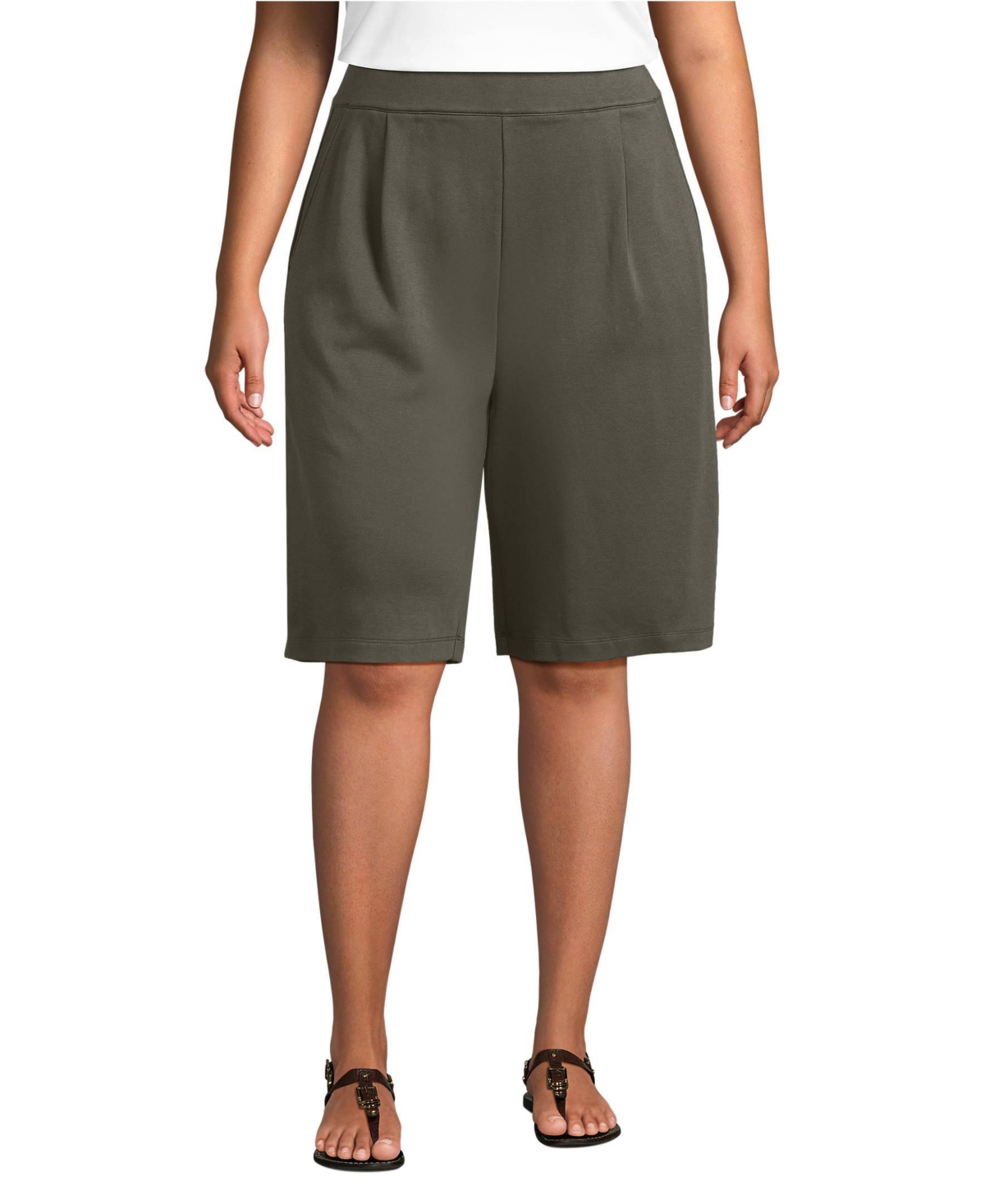 Click here for Lands End Plus Size Sport Knit High Rise Pleated 1... prices