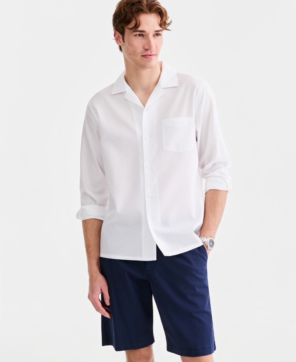 Click here for Club Room Mens Cotton Long-Sleeve Camp-Collar Shir... prices