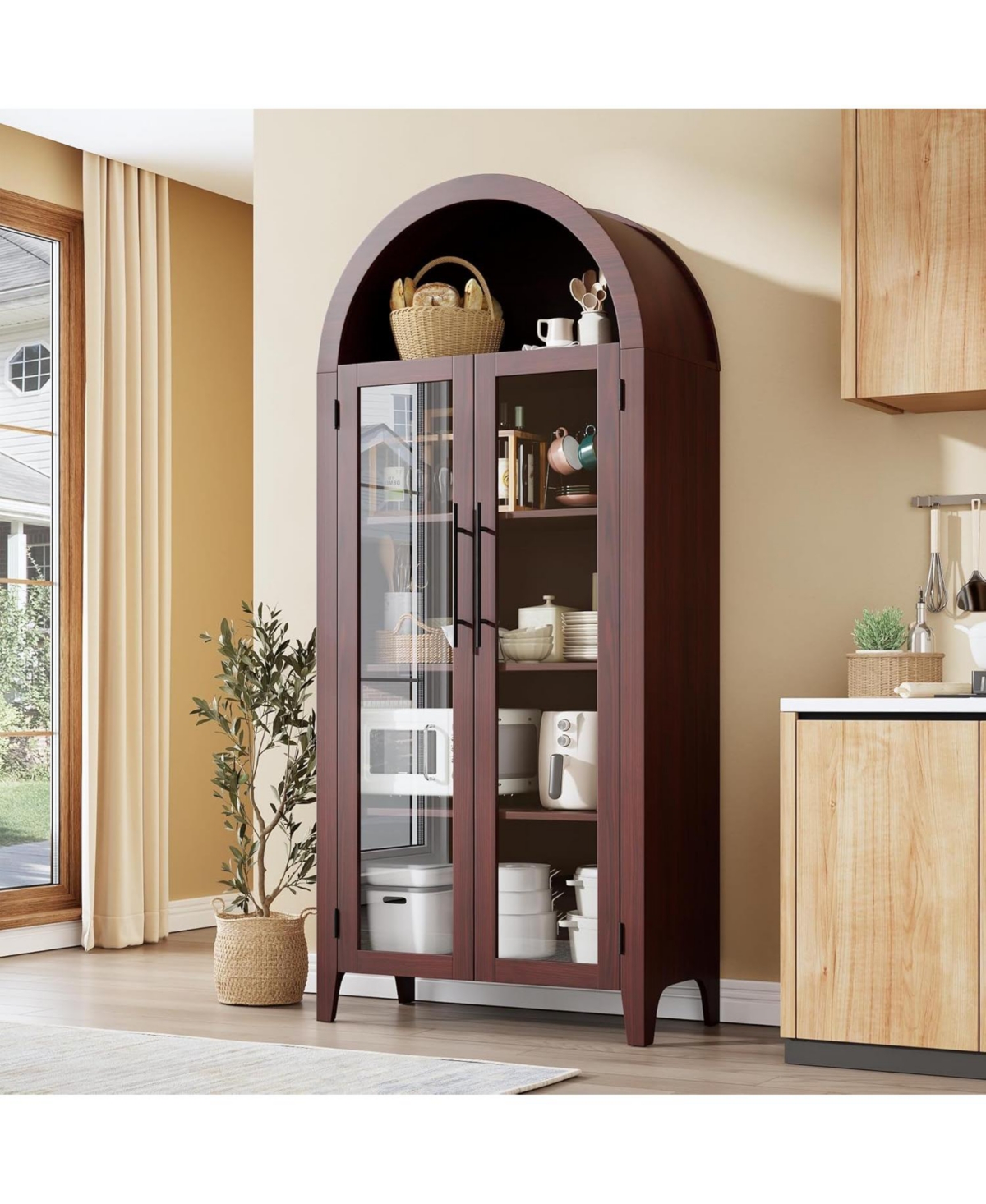 Click here for gaomon Arched Kitchen Pantry Storage Cabinet - Far... prices