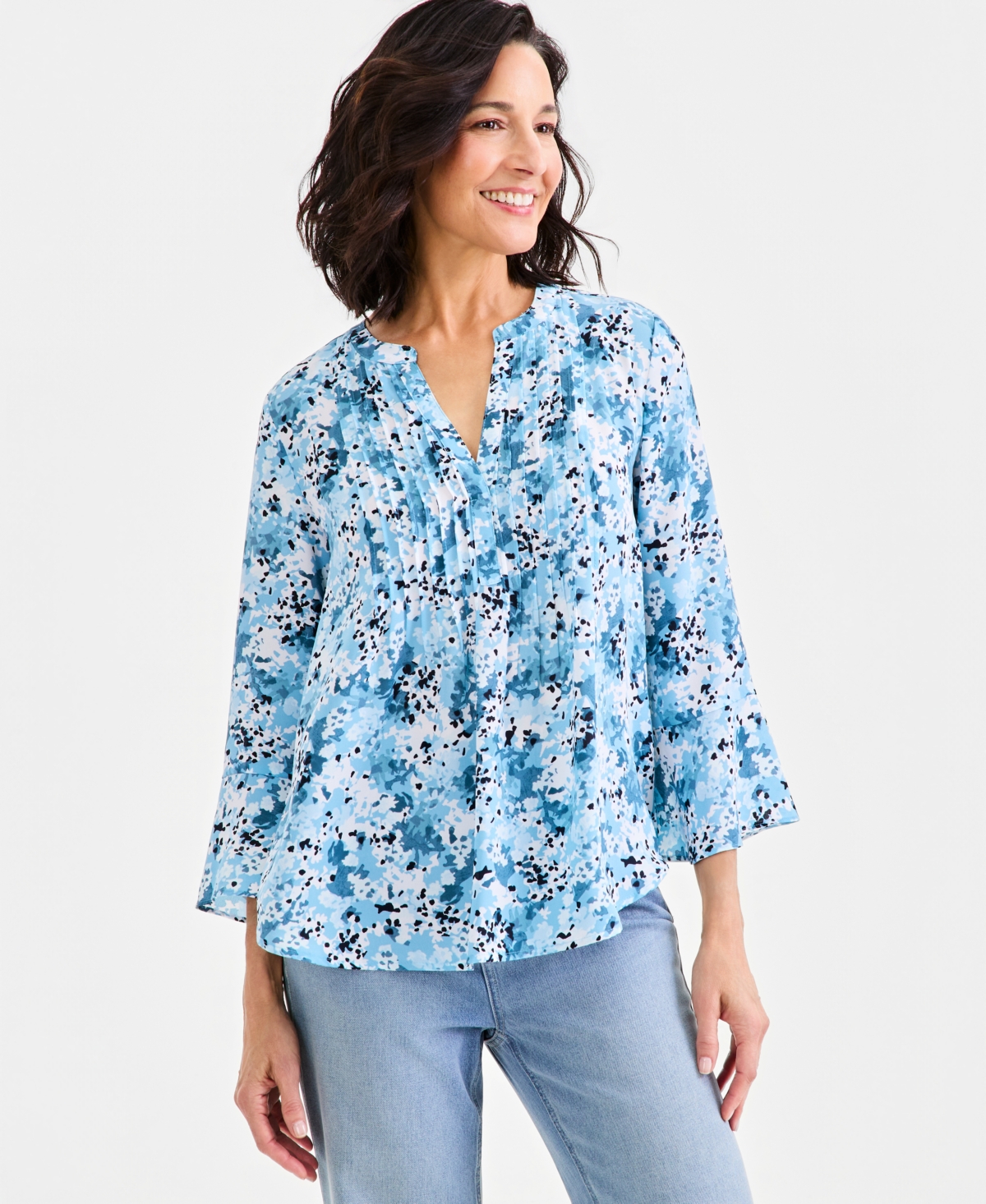 Click here for Style & Co Womens Printed Ruffle Sleeve Top  Macys... prices