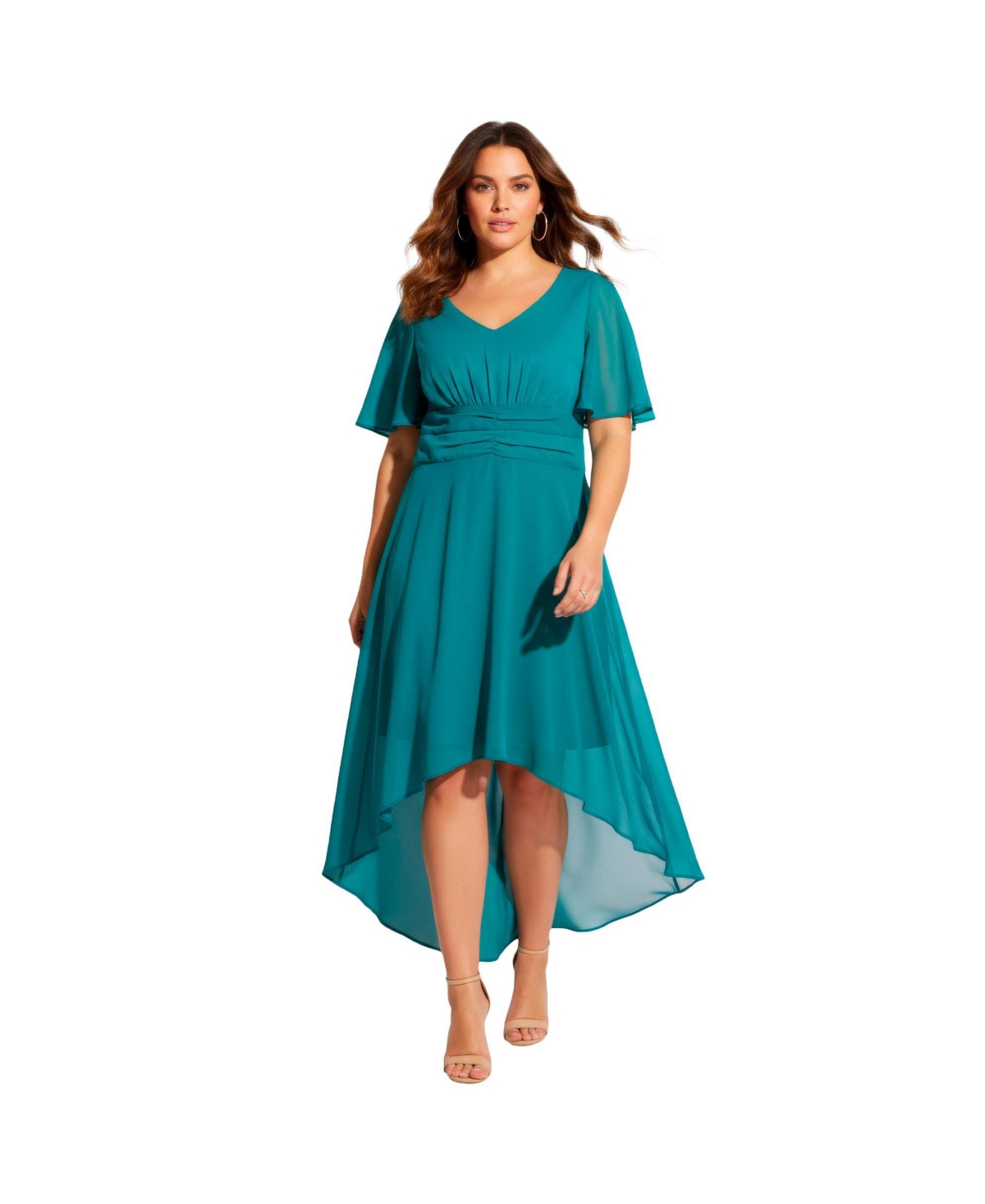 Click here for Avenue Womens High-Low Midi Dress - Deep teal prices