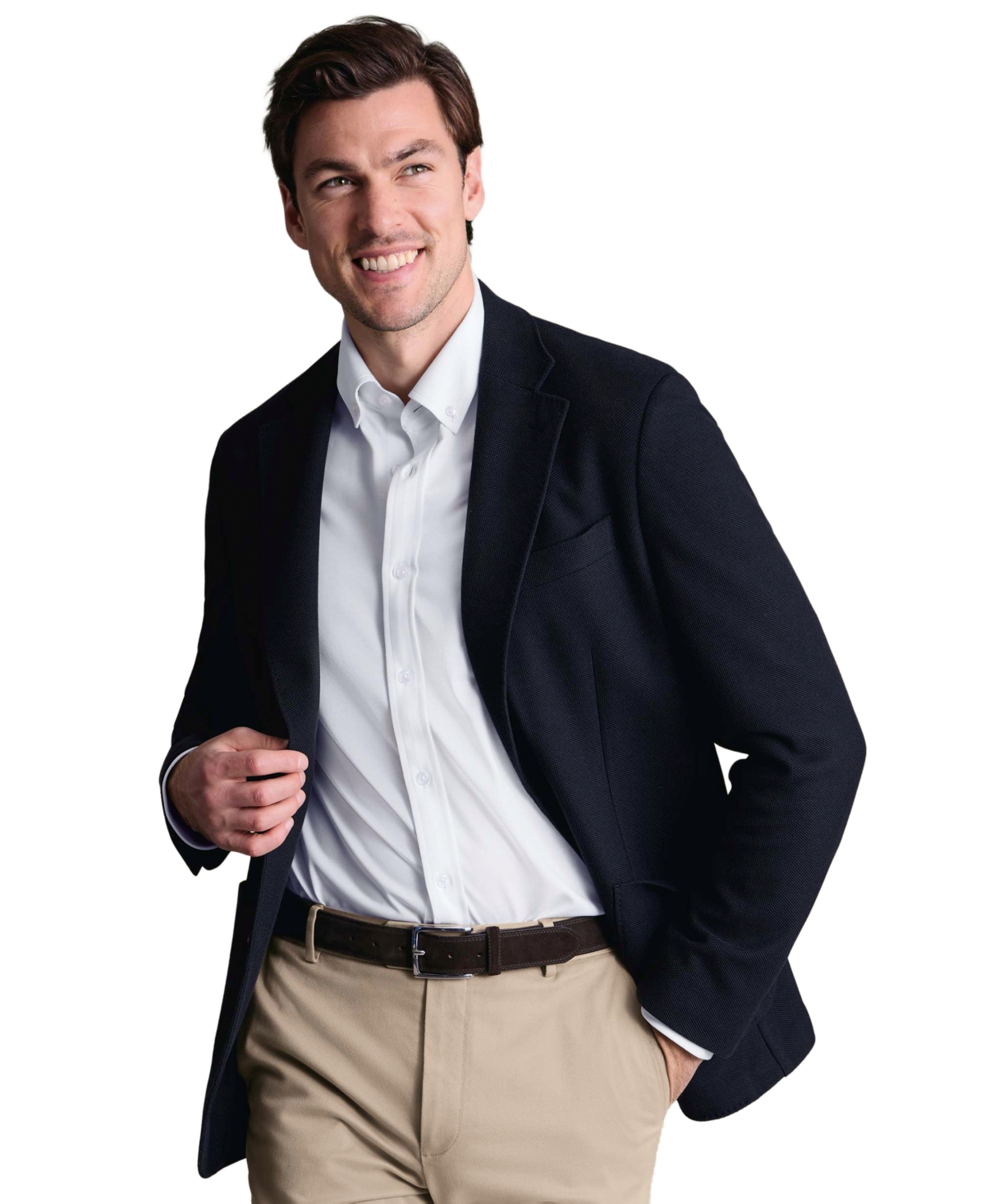 Click here for Charles Tyrwhitt Mens Jersey Slim-Fit Blazer - Nav... prices