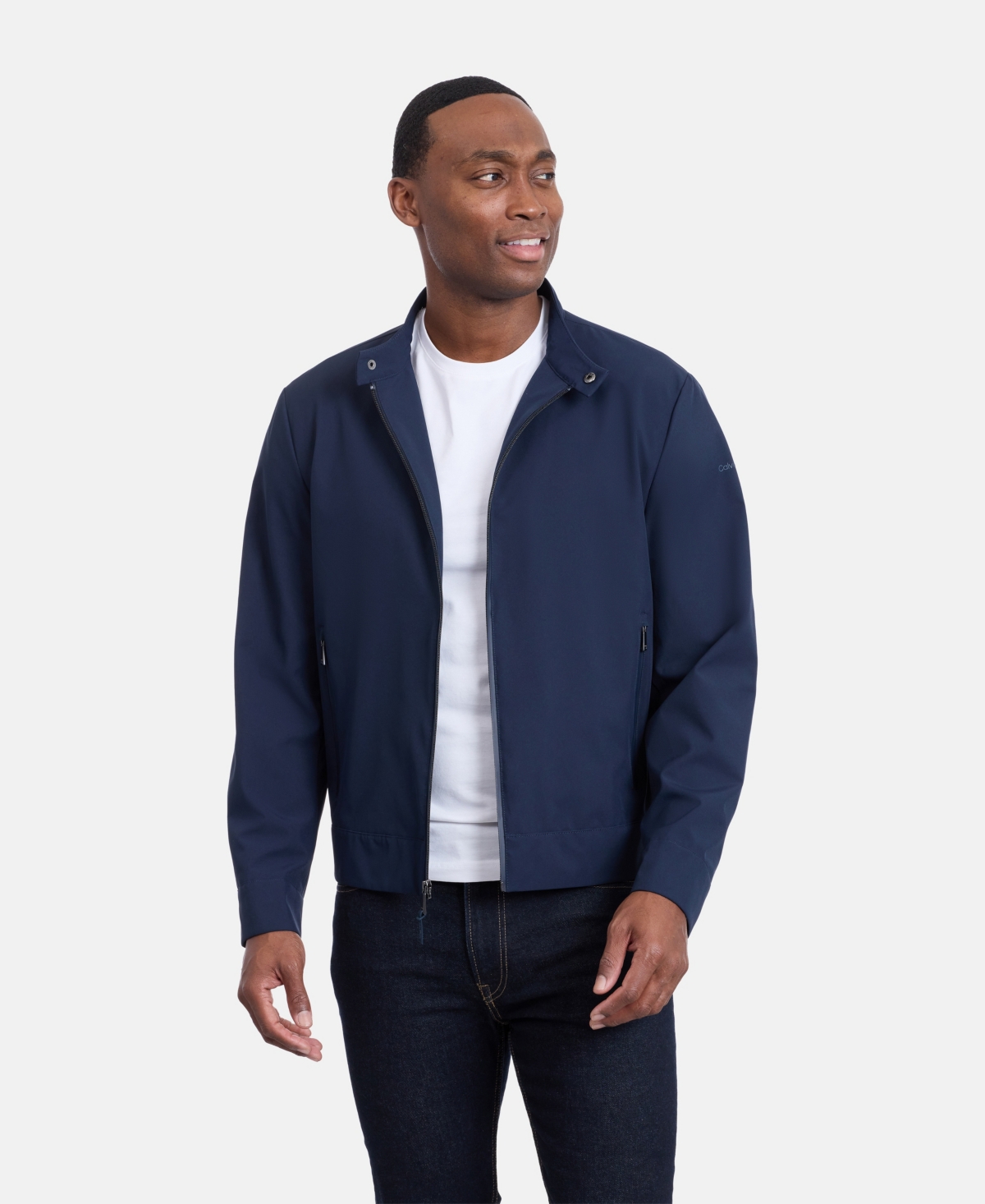 Click here for Calvin Klein Mens Mesh-Lined Golf Jacket - Dark Sa... prices