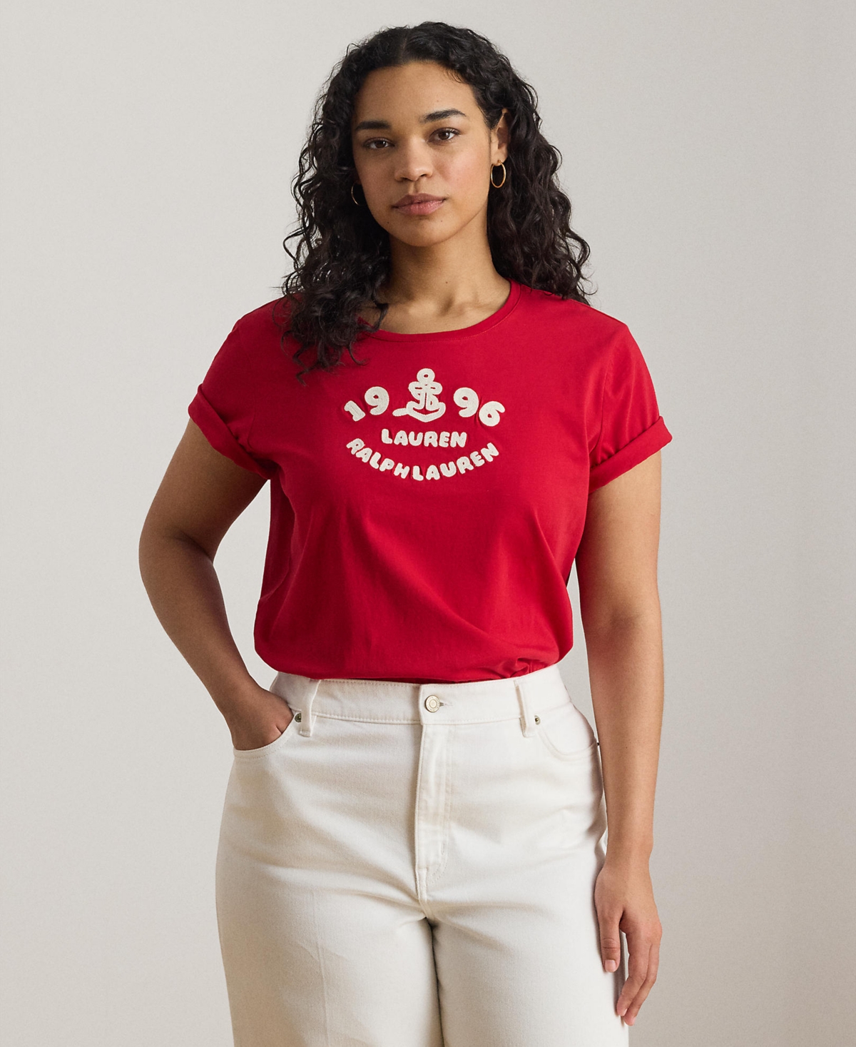 Click here for Lauren Ralph Lauren Plus Size Embroidered Logo T-S... prices