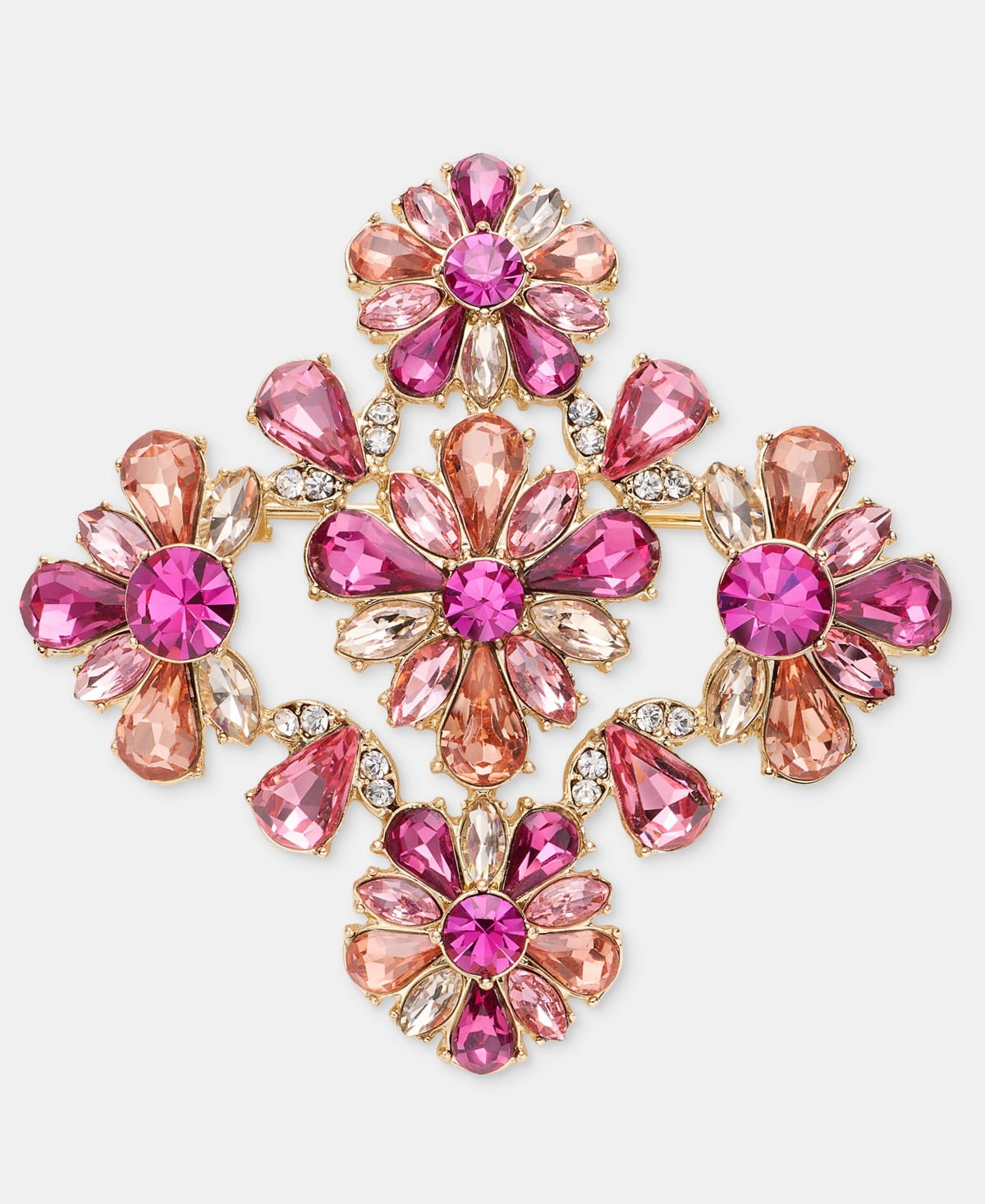 Click here for Marchesa Crystal Cluster Flower Pin - Pink prices