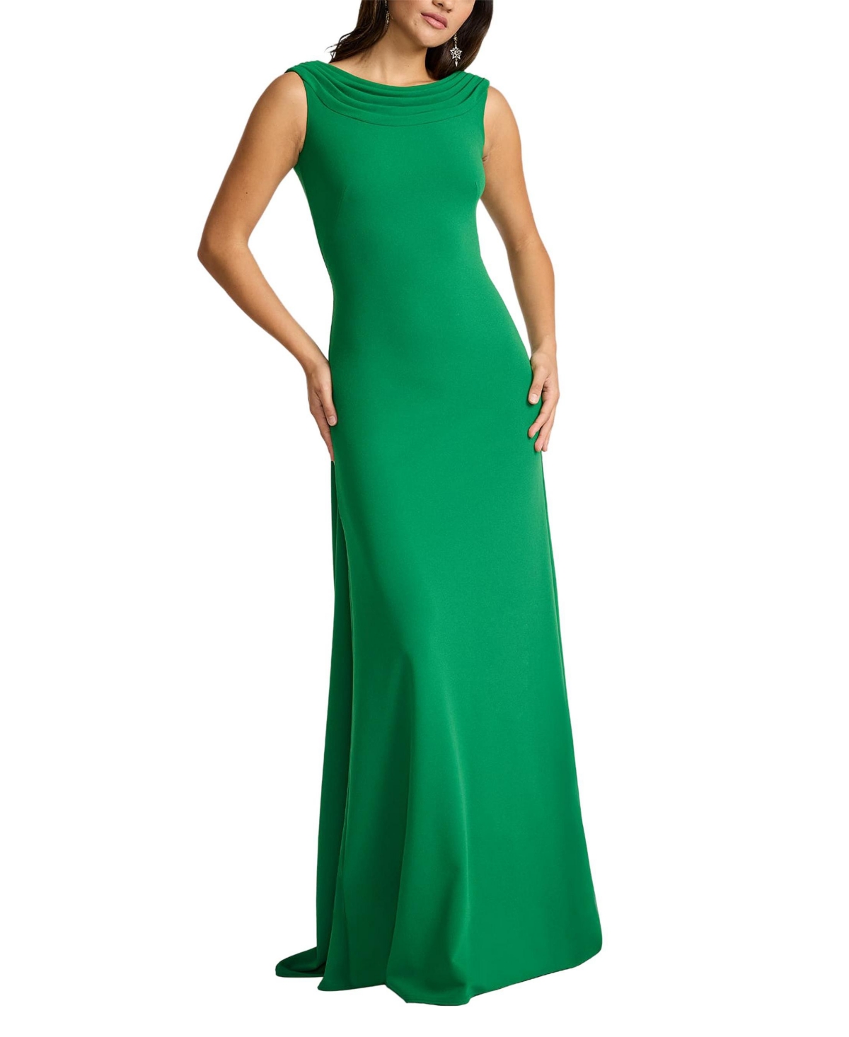 Click here for Tadashi Shoji Womens Plaza Drape Back Gown - Bambo... prices