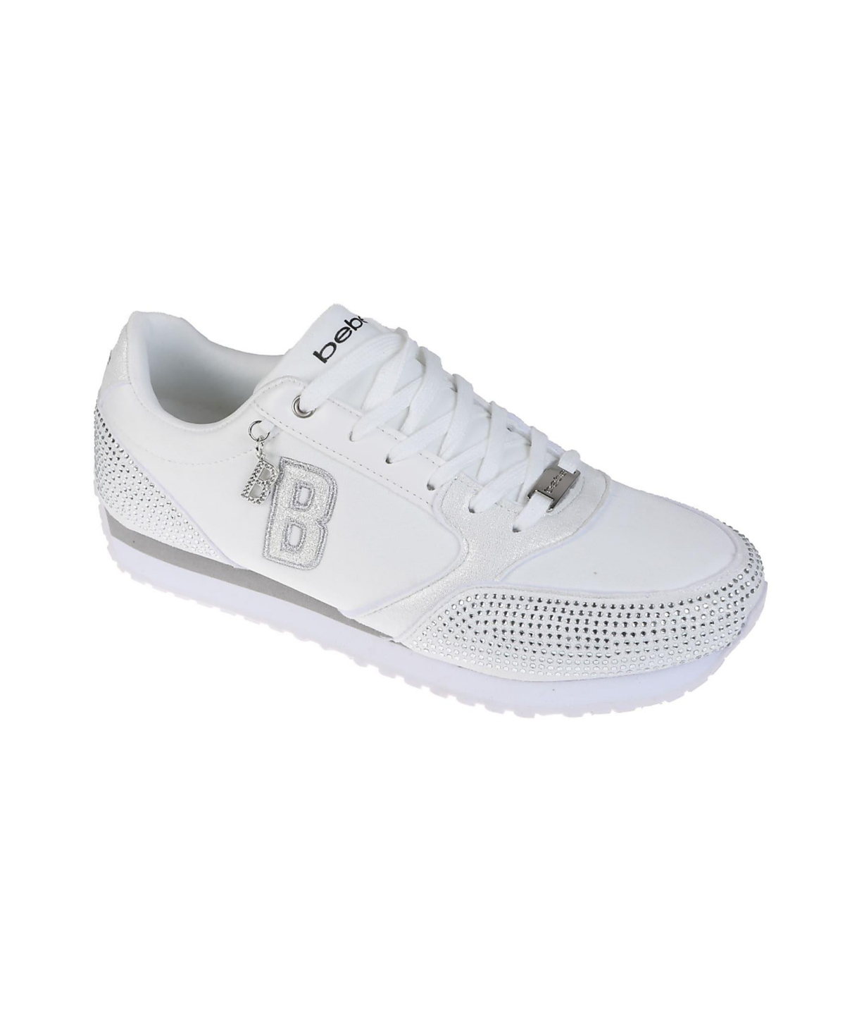 Click here for bebe Womens Sneaker with Embellised Upper and Dang... prices