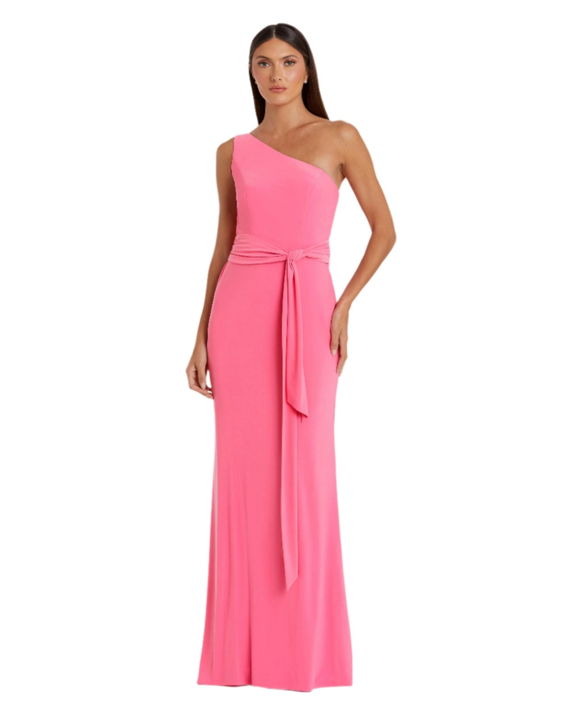 Click here for Mac Duggal Jersey One Shoulder Belted Trumpet Gown prices