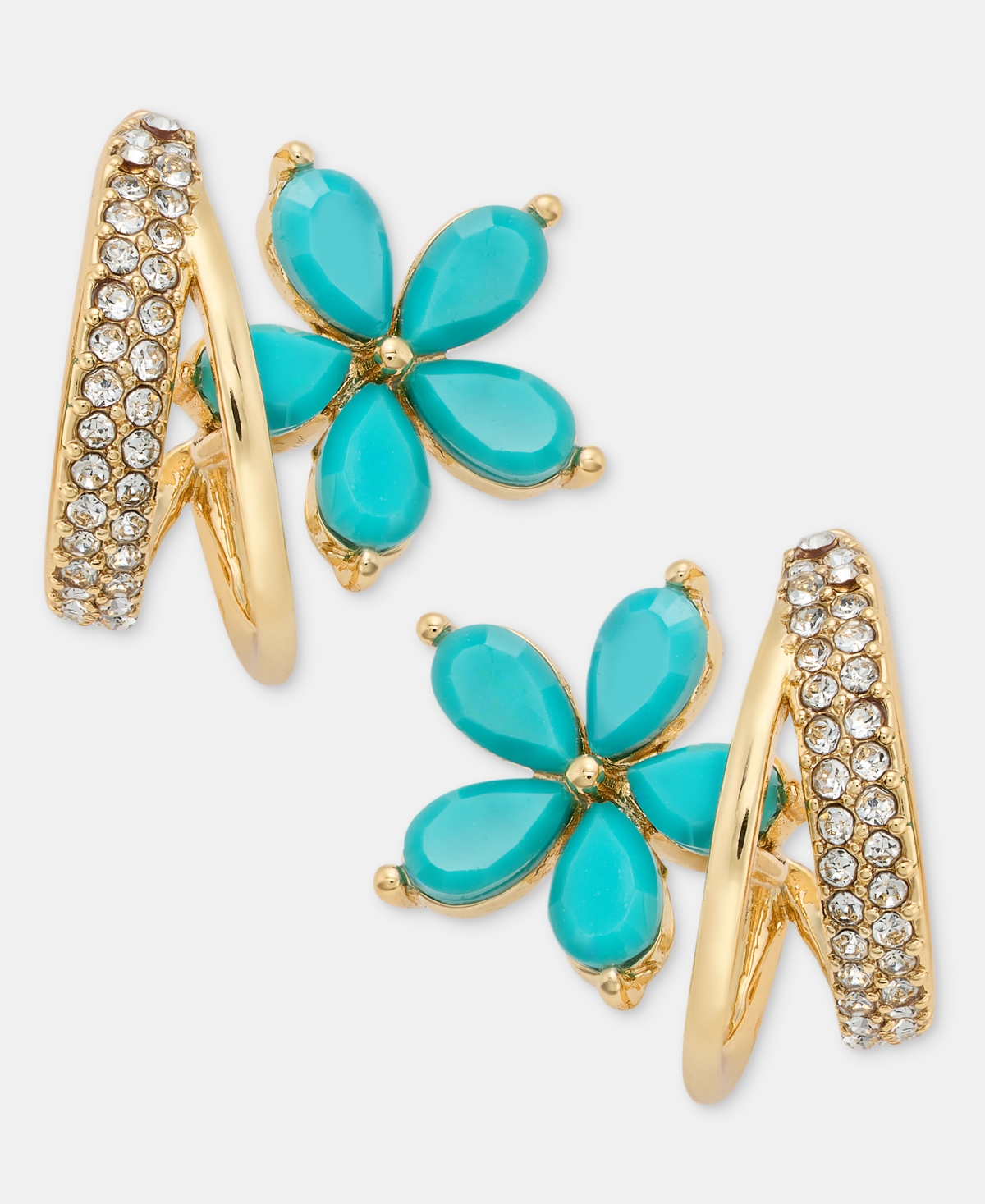 Click here for lonna & lilly Gold-Tone Faux Turquoise Flower Hoop... prices