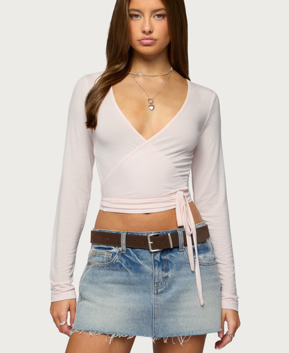 Click here for Edikted Womens Malenna Wrap Top - Light-pink prices