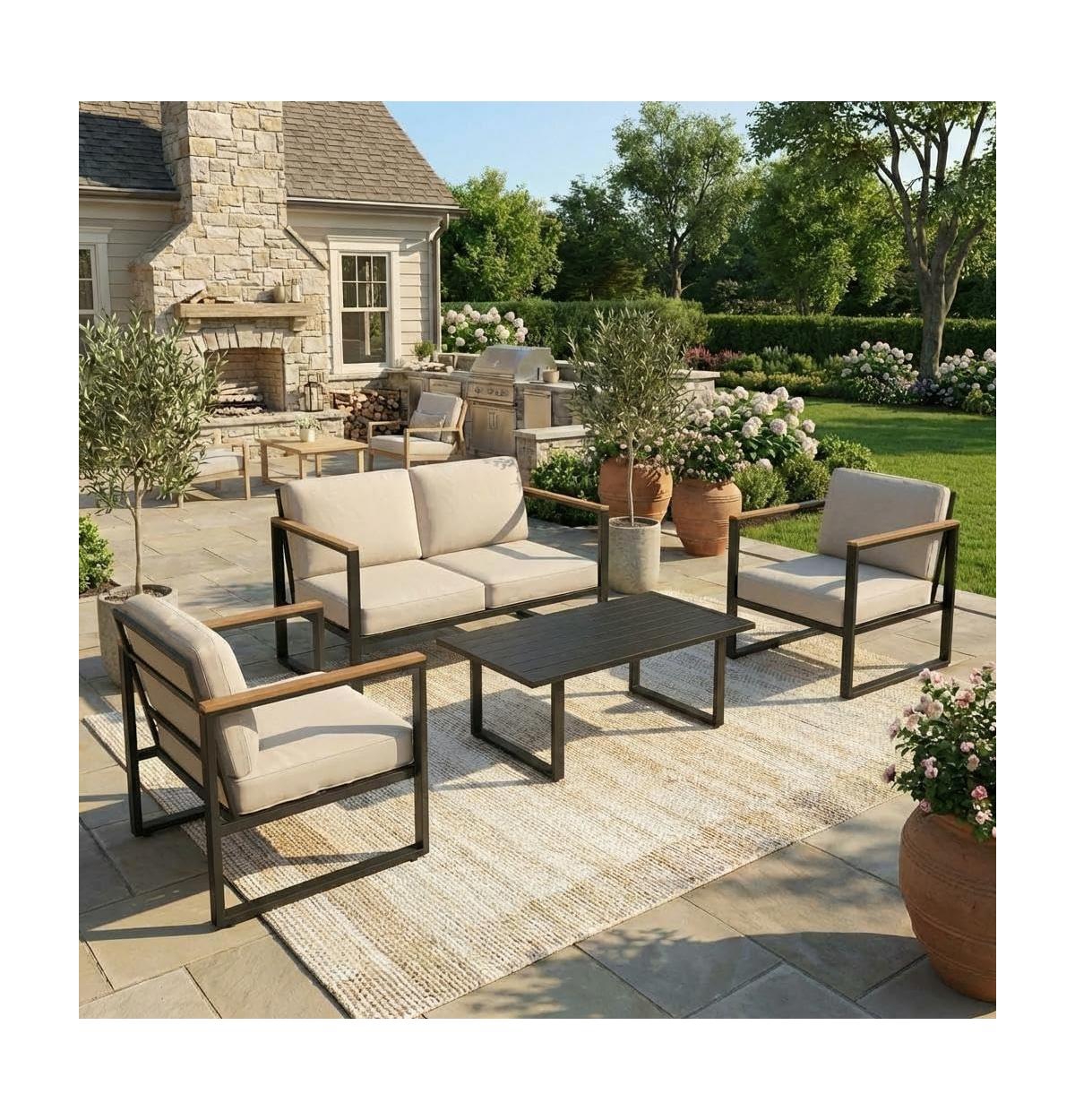 Click here for gaomon 4-Piece Outdoor Metal Patio Furniture Set... prices