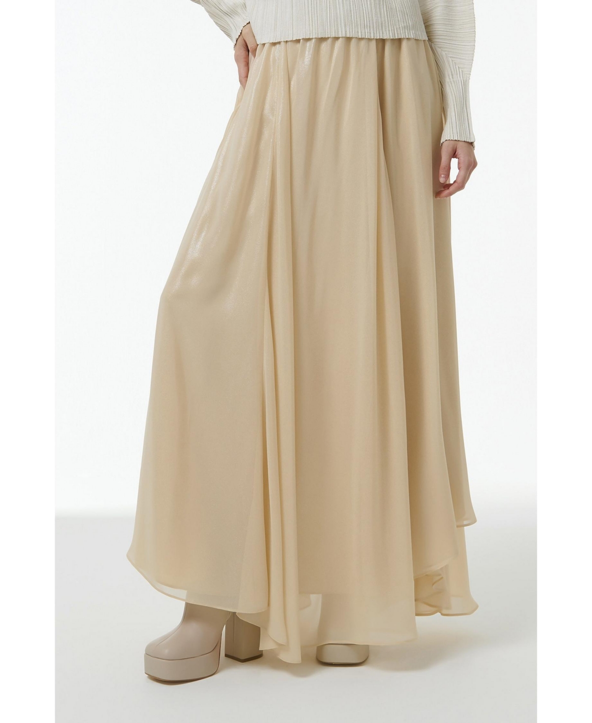 Click here for Leem Womens Elasticated Waist Asymmetric Skirt - N... prices