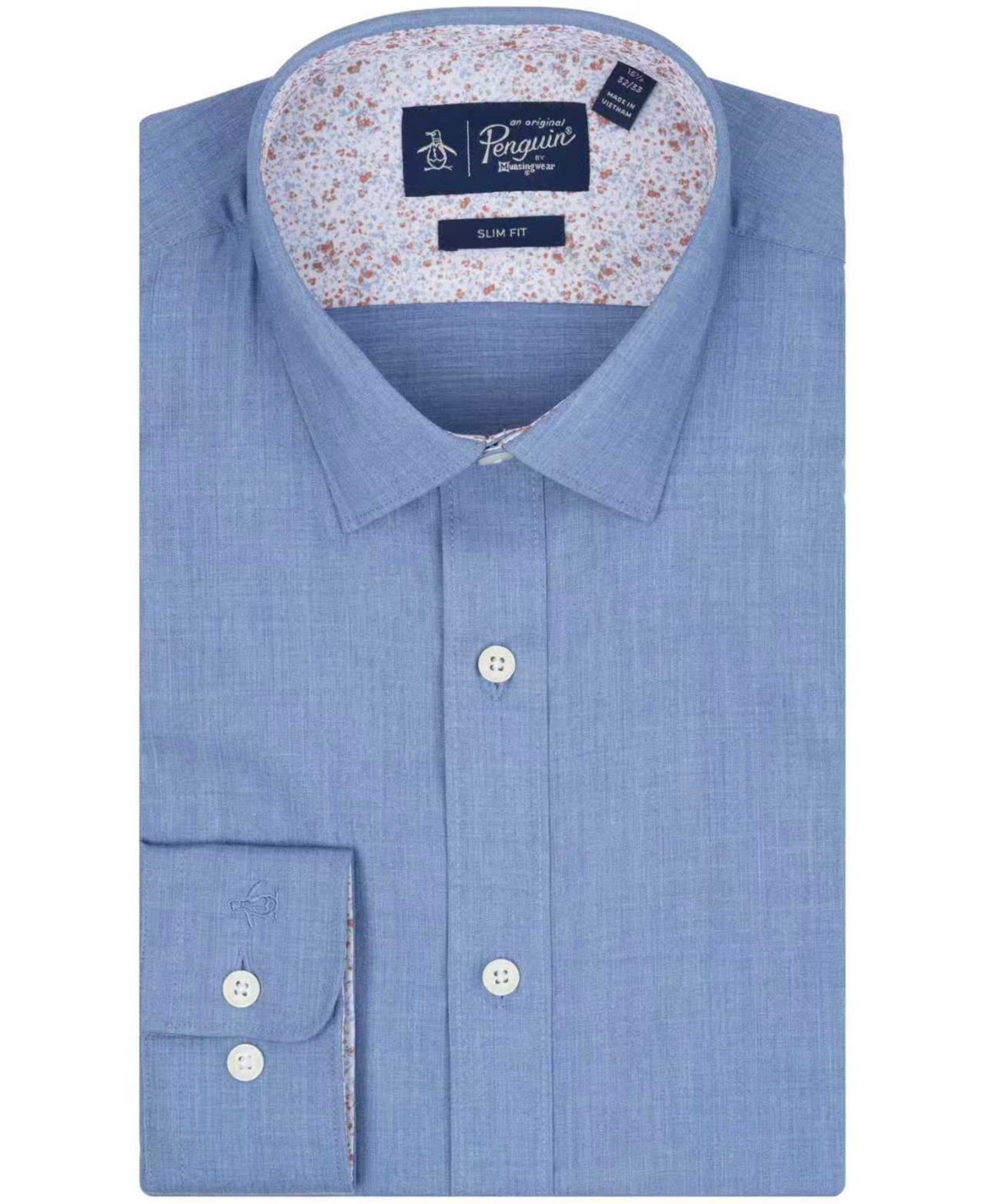 Click here for Pengiun Mens Melange Slim-Fit Dress Shirt - Denim prices