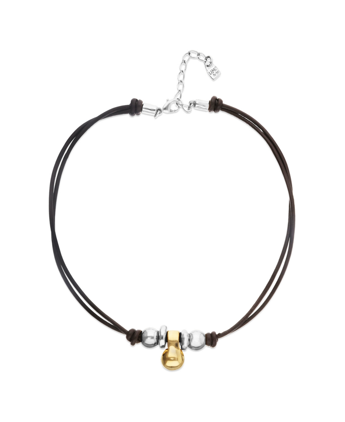 Click here for UNOde50 Leather Necklace with Three 18k Gold Alloy... prices
