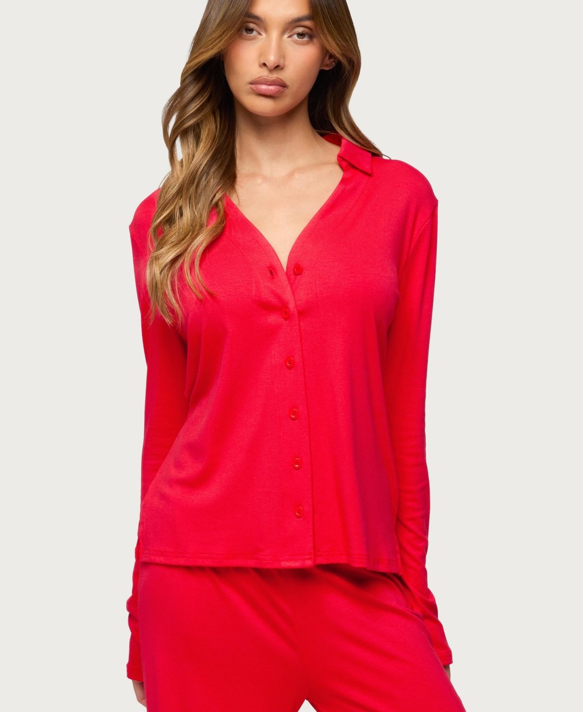 Click here for Edikted Womens Justina Button Up Top - Red prices